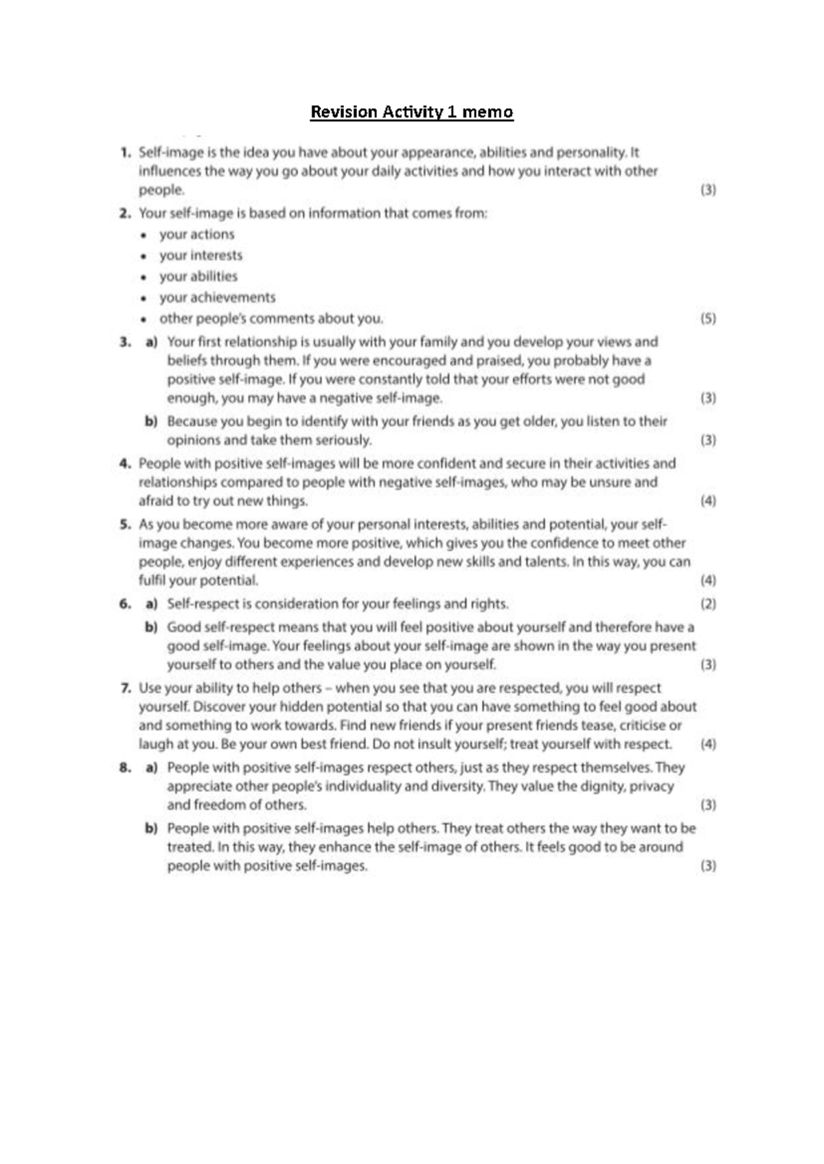 Revision Activity 1 memo - Revision Activity 1 memo 1. is the idea you have about your ...