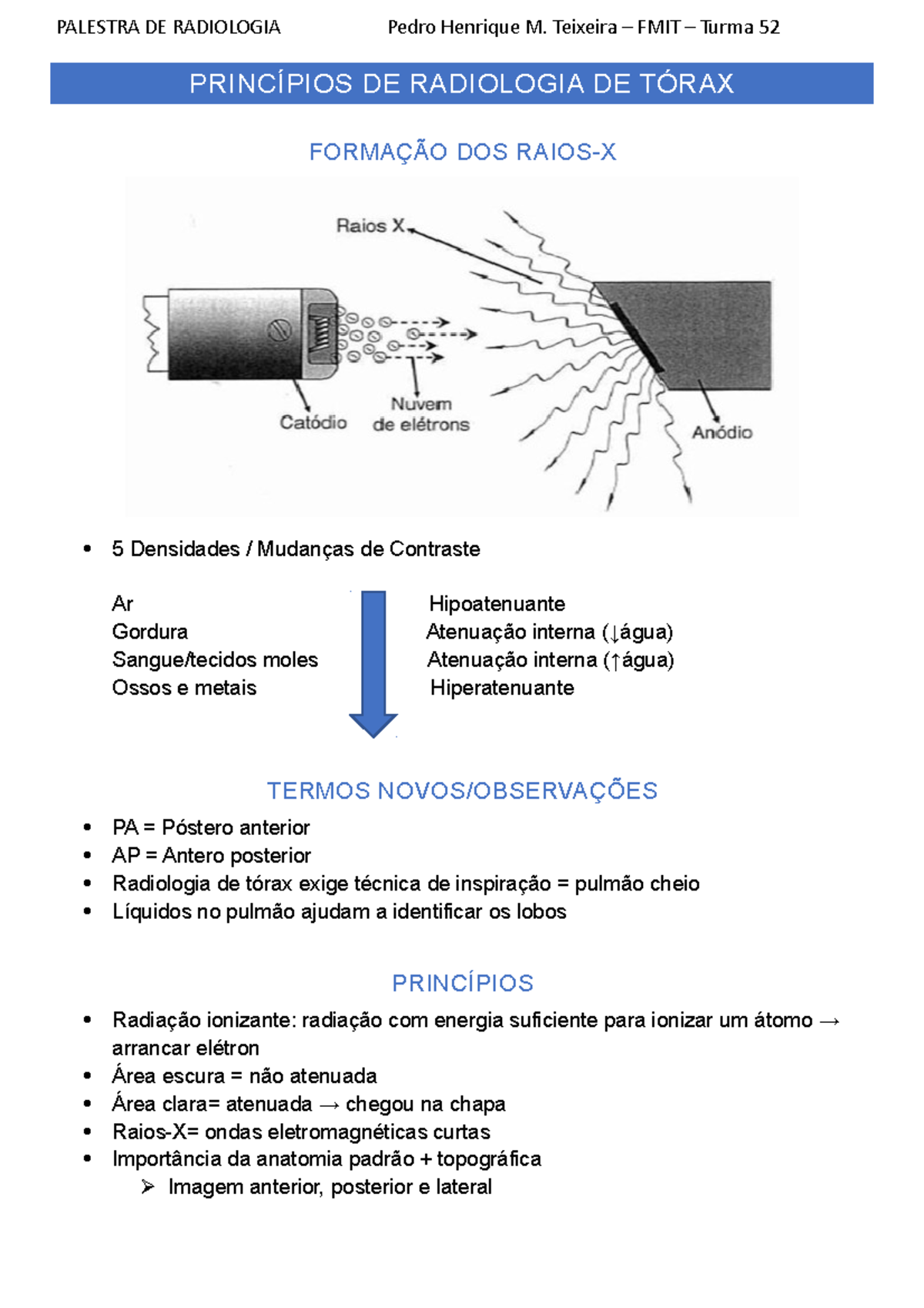 1- Princípios de Radiologia de Tórax - PALESTRA DE RADIOLOGIA Pedro ...