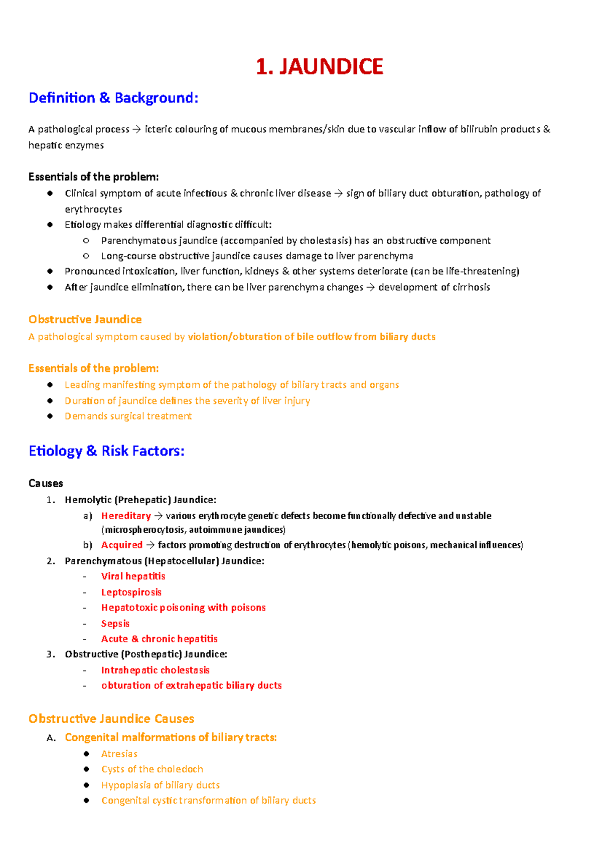 2) Chronic Diseases - 1. JAUNDICE Definition & Background: A ...