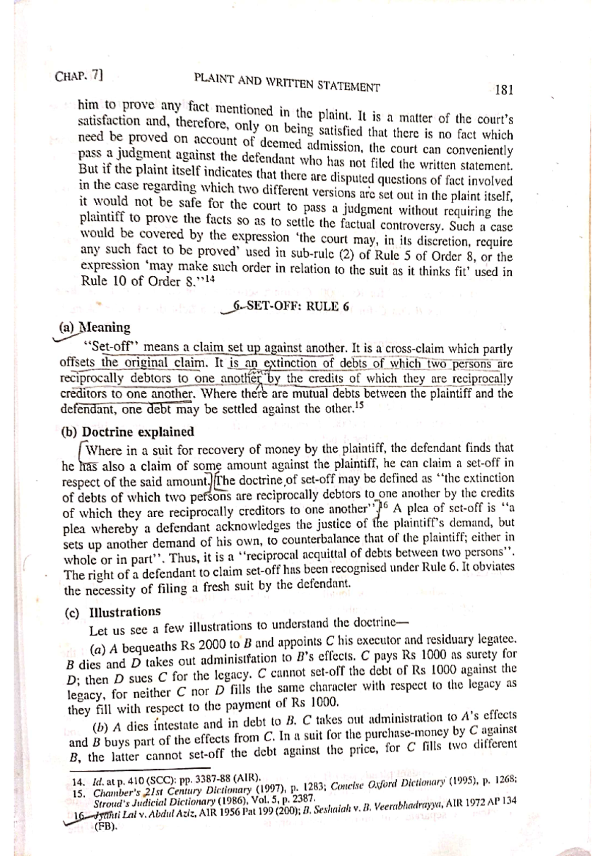 Set Off & Counter Claim - CPC notes - CHAP. PLAINT AND WRITTEN ...