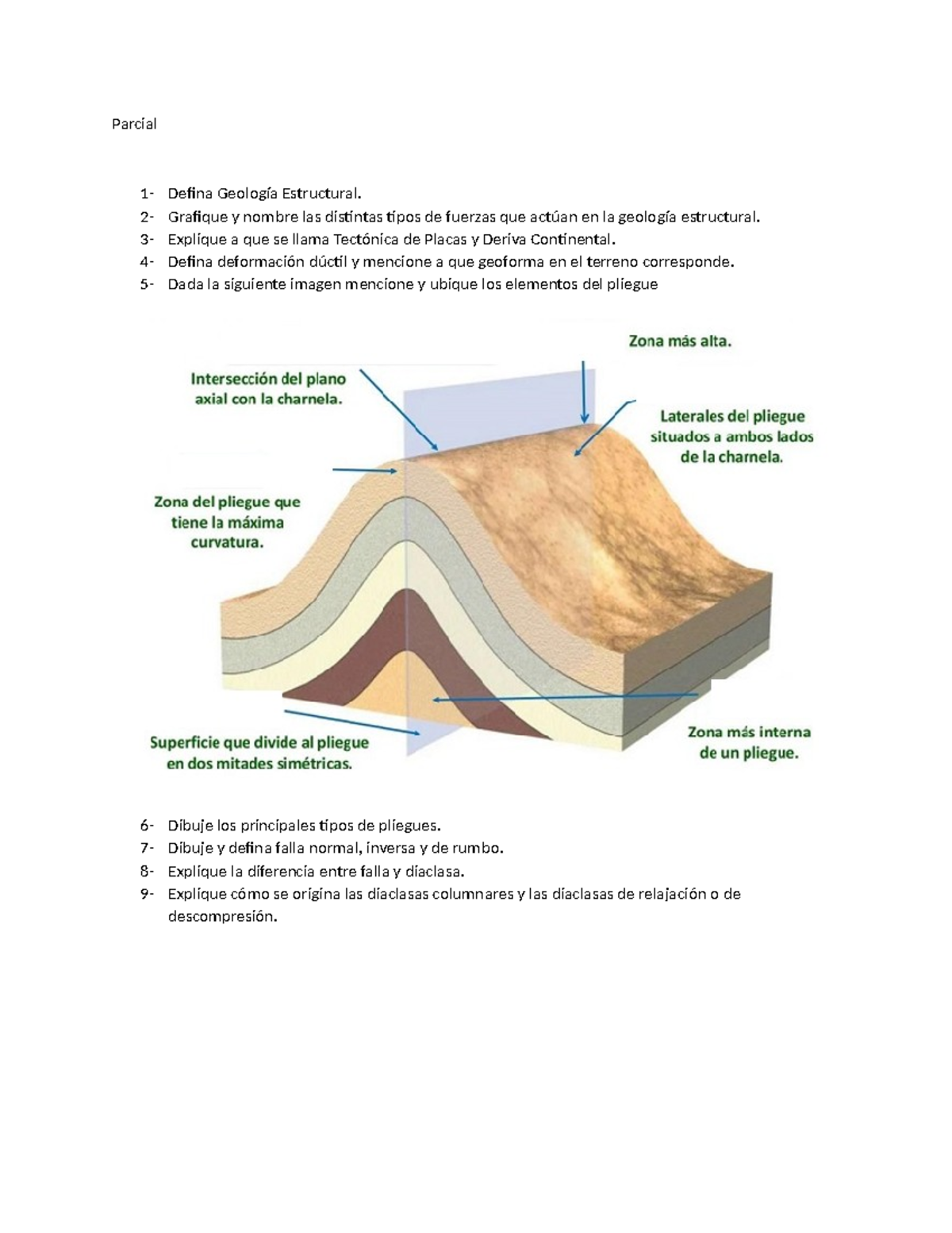 Parcial Estructural - Parcial 1- Defina Geología Estructural. 2 ...
