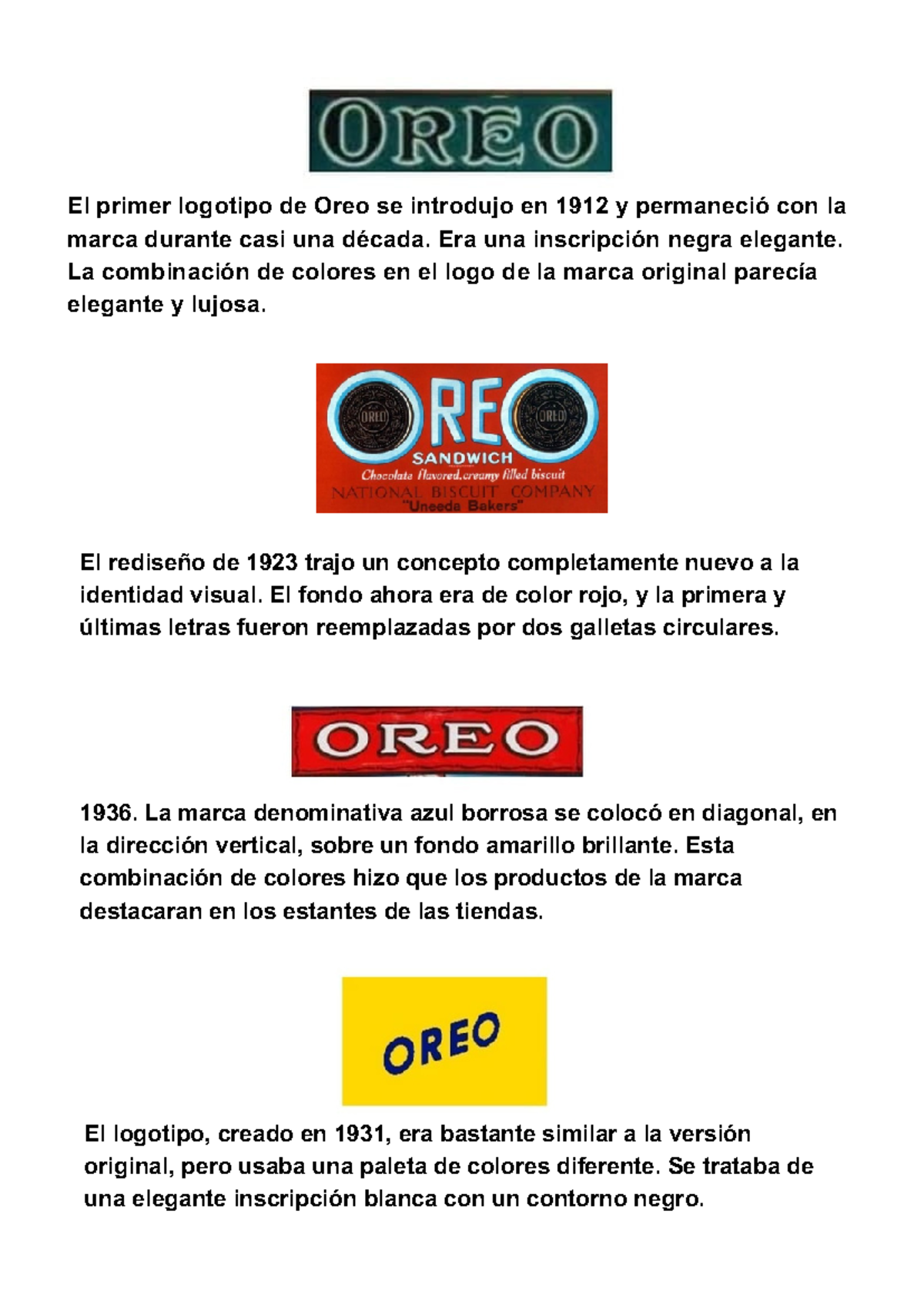evoluciòn de marca Oreo - El primer logotipo de Oreo se introdujo en ...