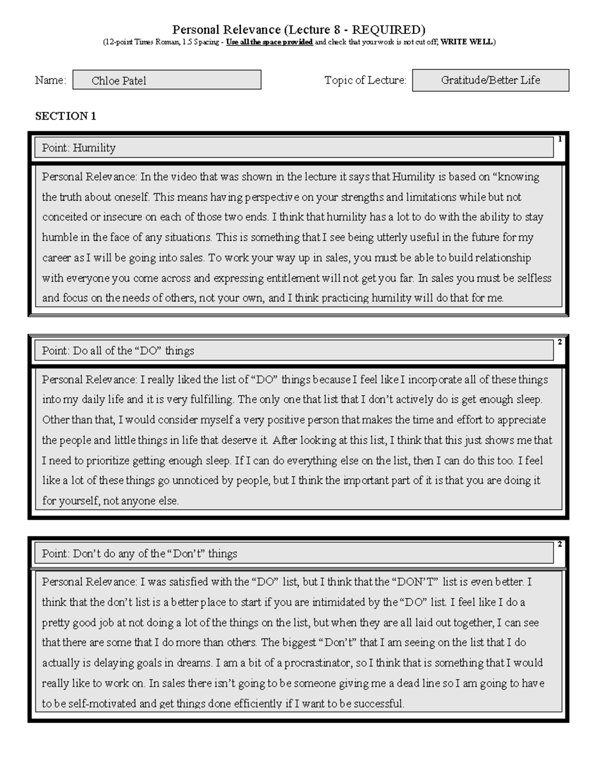 PR #8 Letter of gratitude - Personal Relevance (Lecture 8 - REQUIRED ...