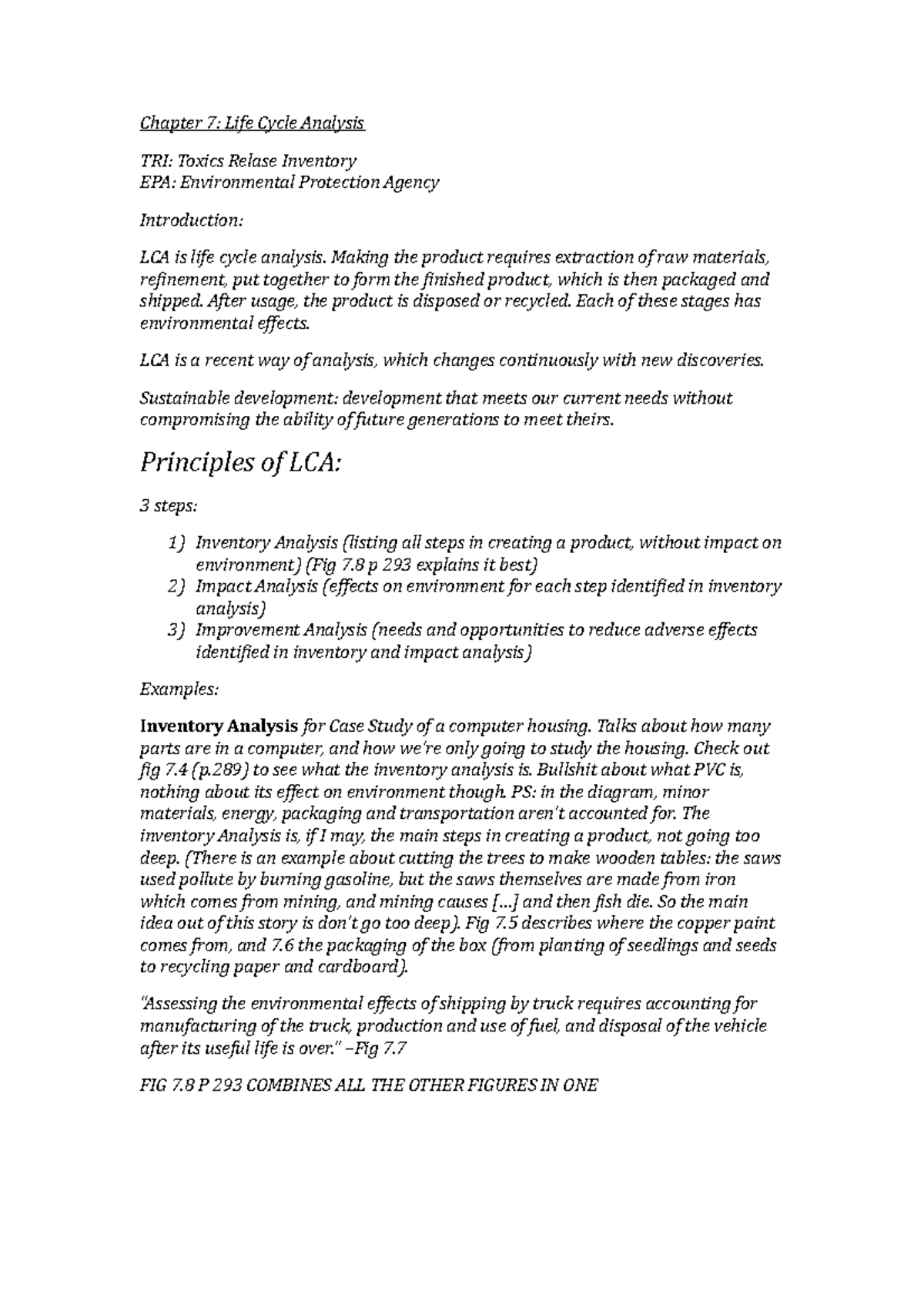 Chapter 7 - Chapter 7: Life Cycle Analysis TRI: Toxics Relase Inventory ...