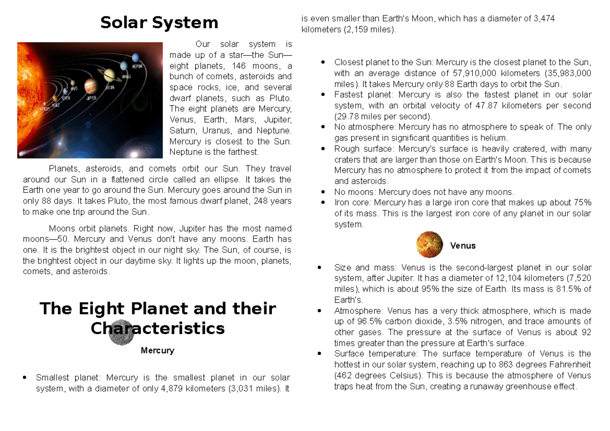 The Eight Planet in Our Solar System - Solar System Our solar system is ...
