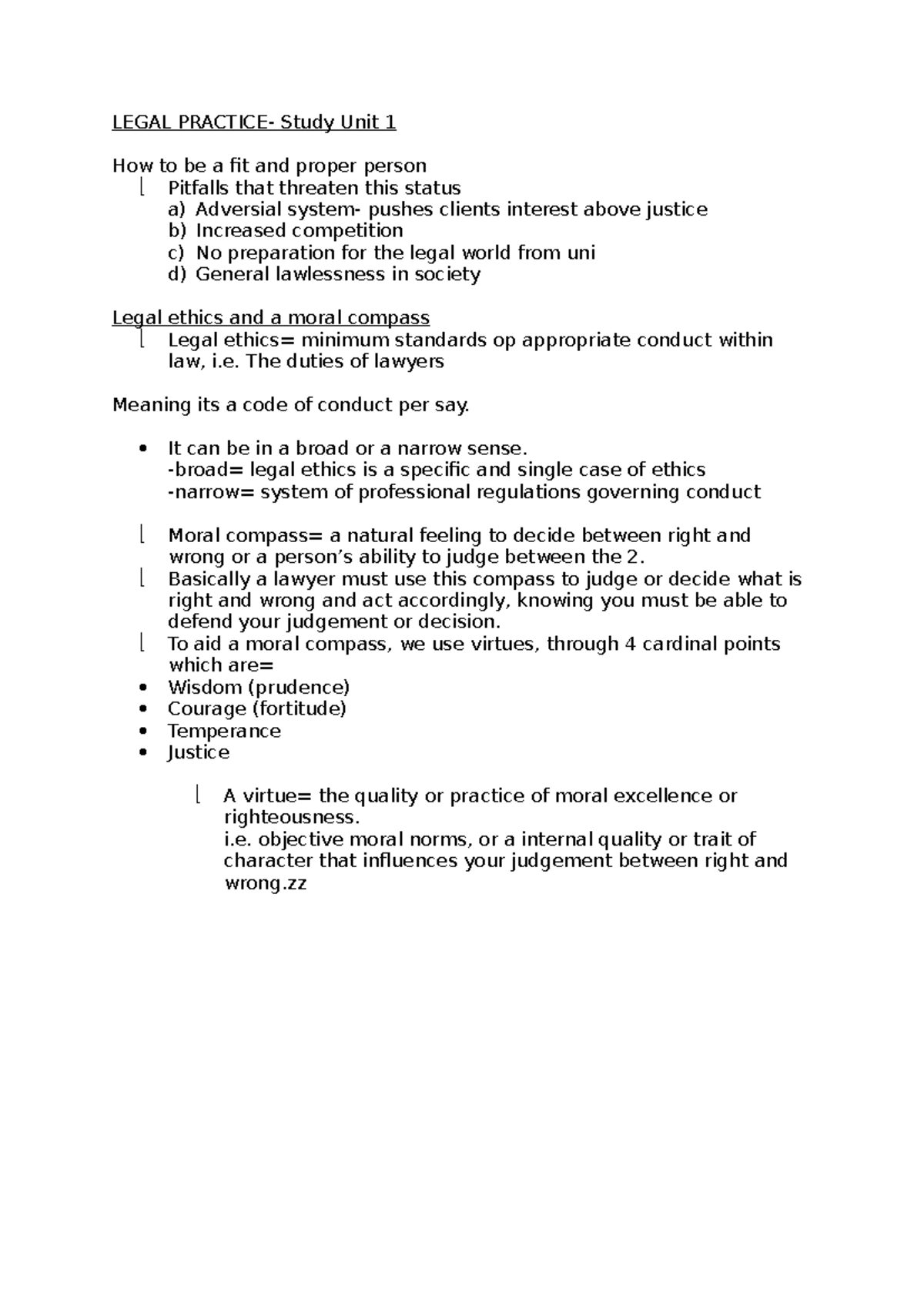Legal Practice - Study Guide - LEGAL PRACTICE- Study Unit 1 How to be a ...
