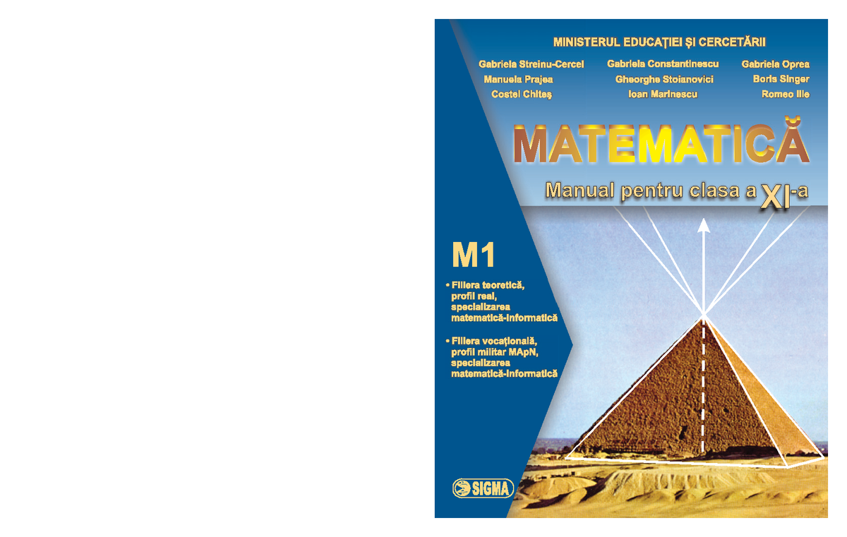 01. Manual Mate XI M1 - matematica - MATEMATICÃ Manual pentru clasa a ...