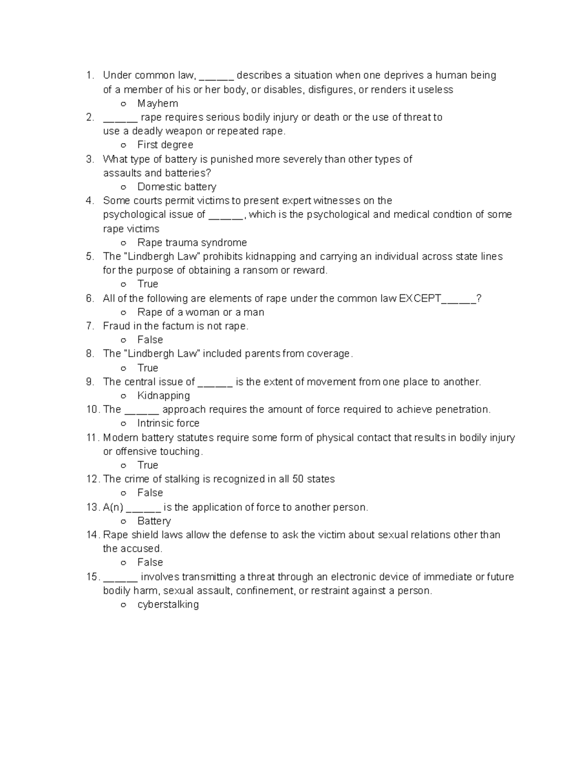 Section Quiz 6 (Ch. 11) - Quiz over chapter 11 - Under common law ...