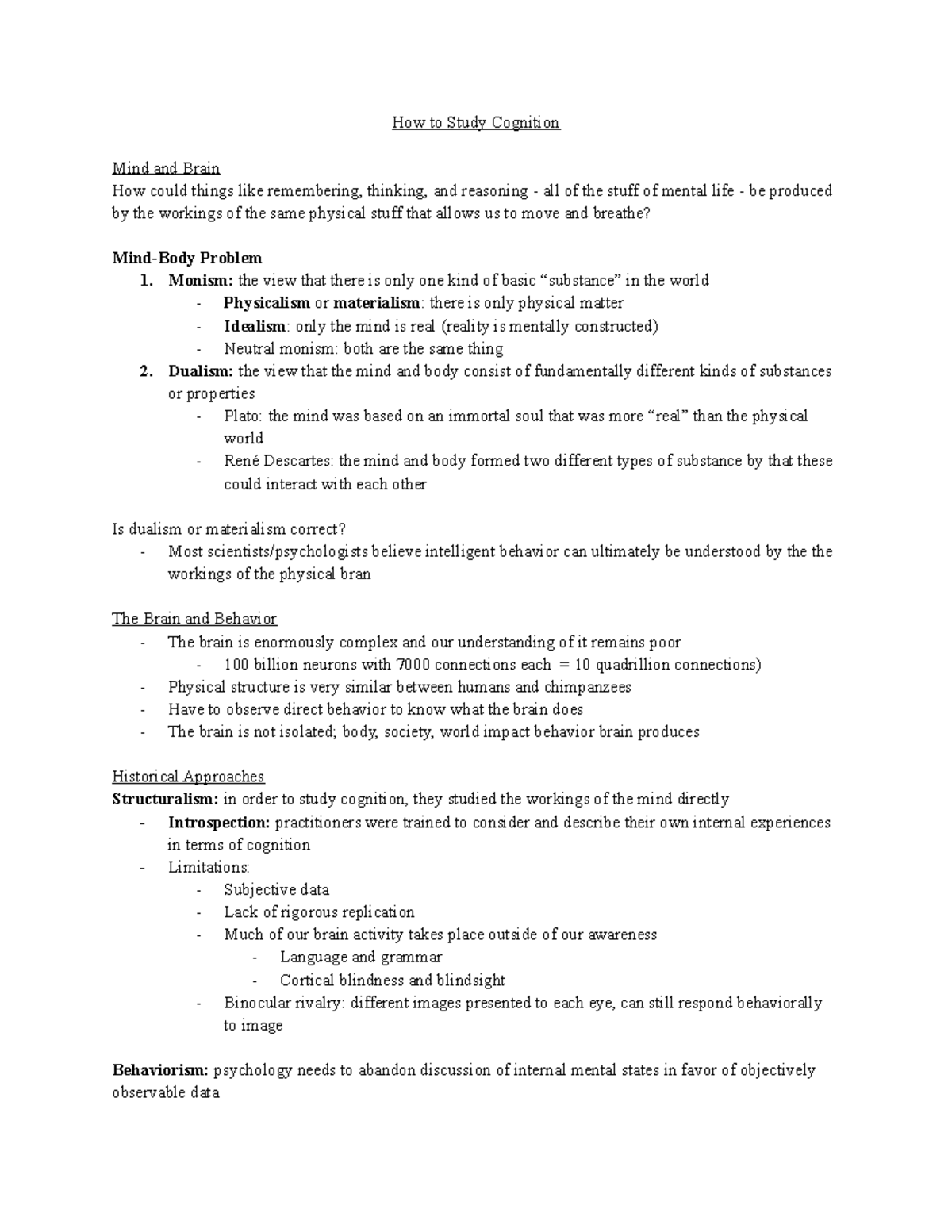 How to Study Cognition - How to Study Cognition Mind and Brain How ...