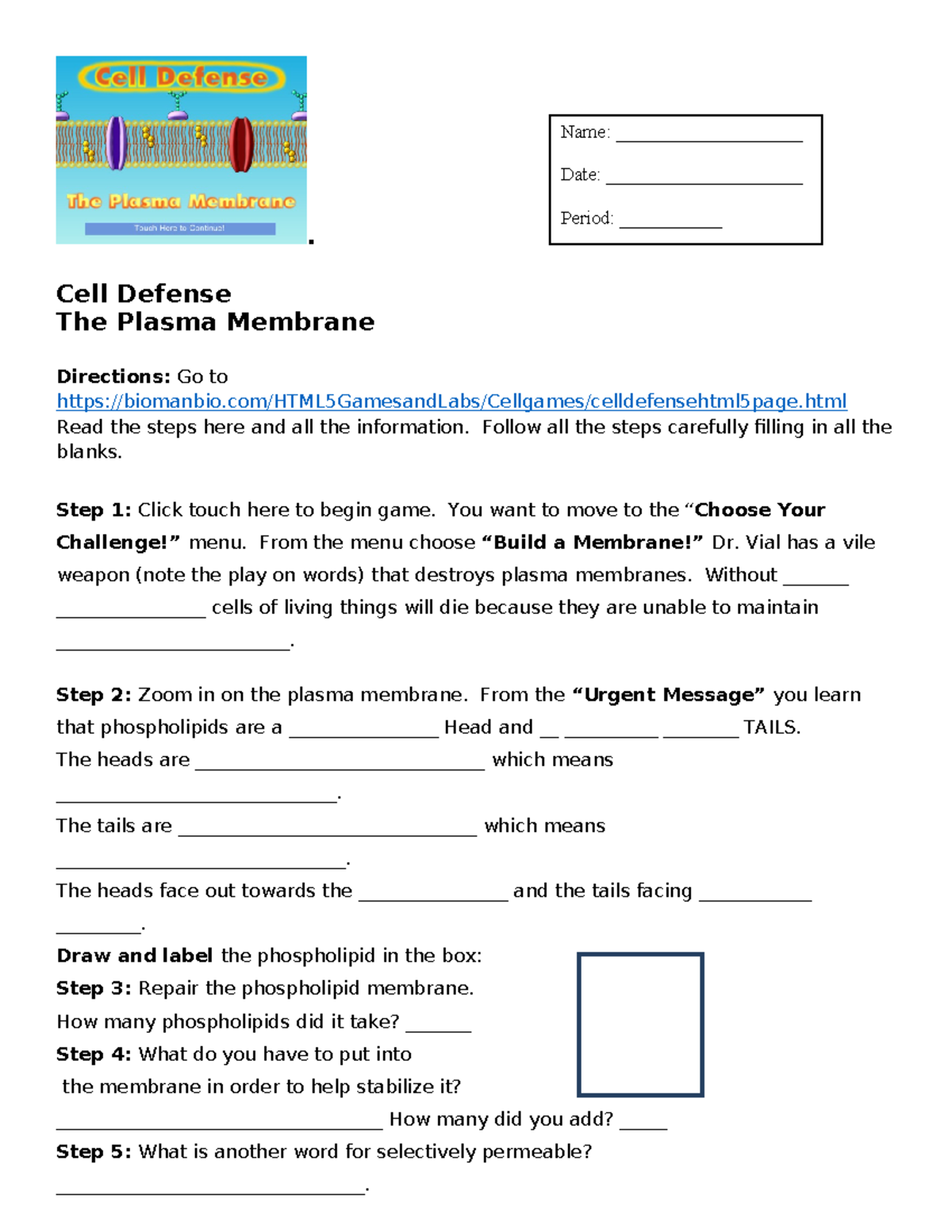 7 - 3.3 Cell Membranes and Transport Cell Defense - Copy - . Cell ...