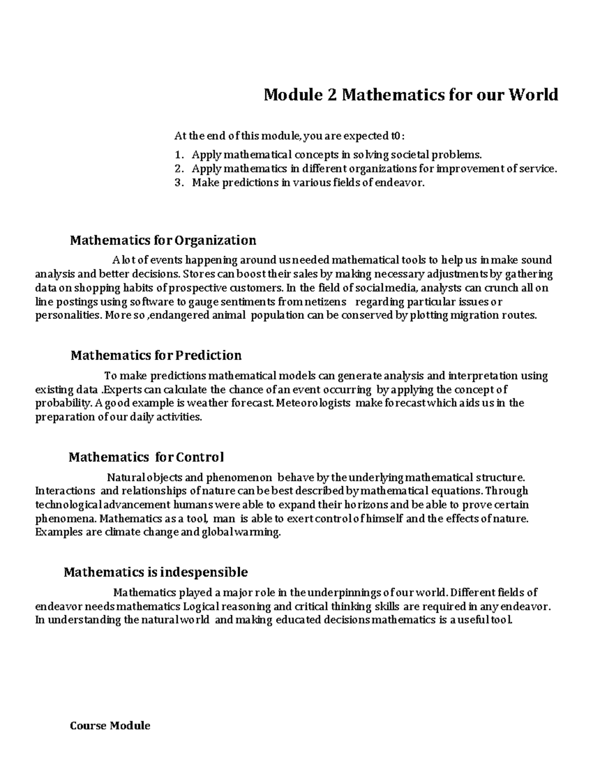 W2-Module Mathematics for our World - Course Module Module 2 ...