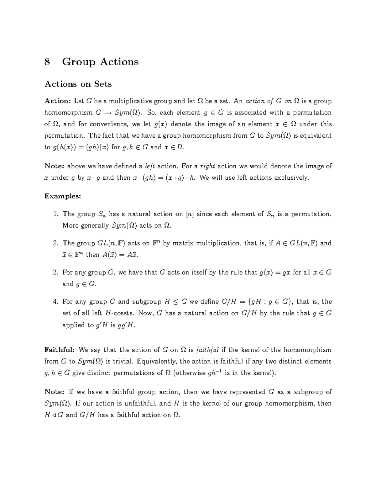 Apuntes Algebra - 8 Group Actions Actions on Sets Action: Let G be a ...