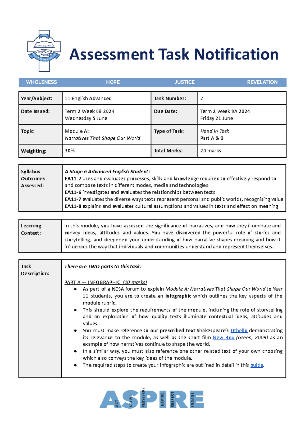 11 Advanced 2024 Task 2 Notification - Assessment Task Notification ...