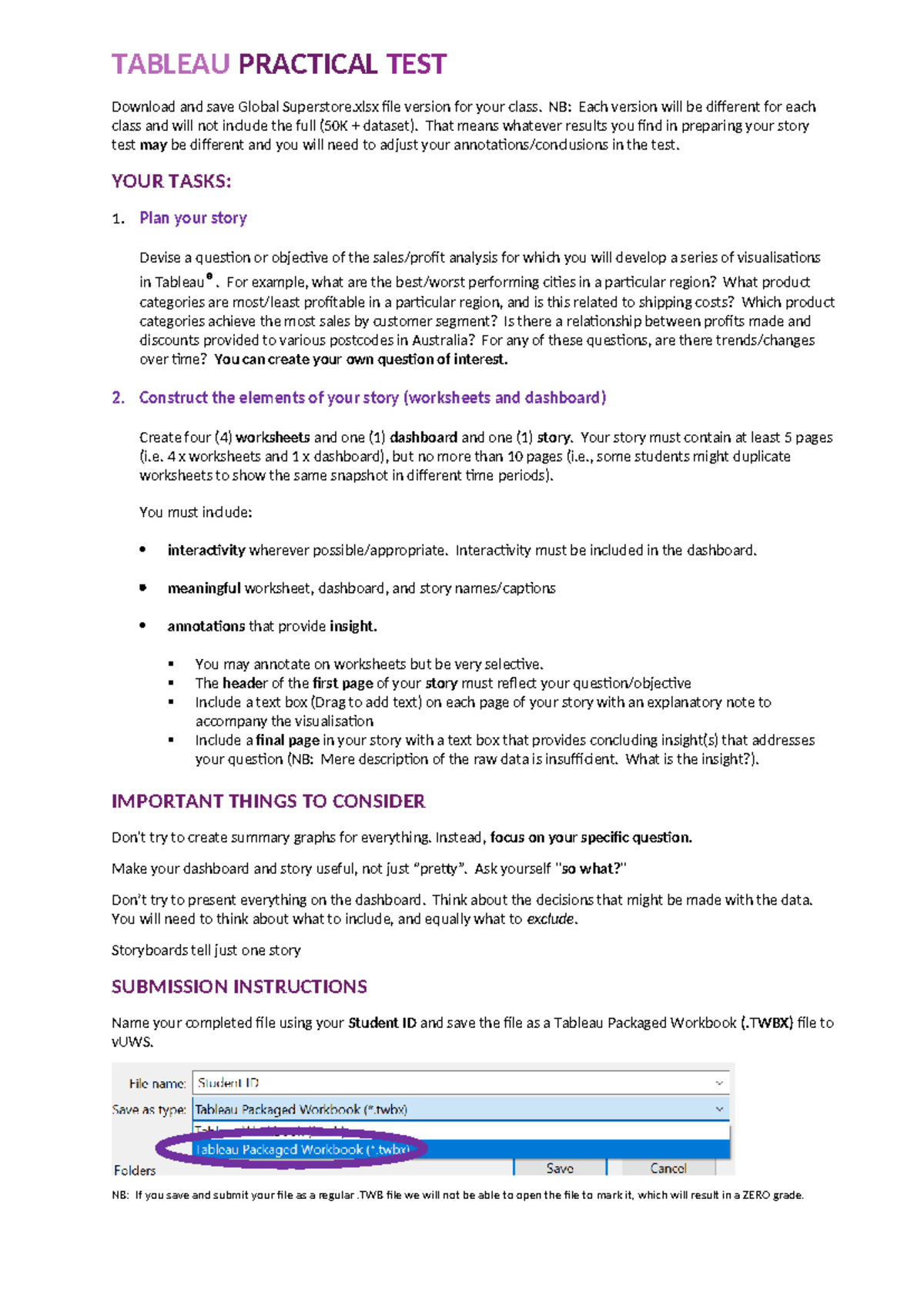 Tableau Prac test 2(2) - TABLEAU PRACTICAL TEST Download and save ...