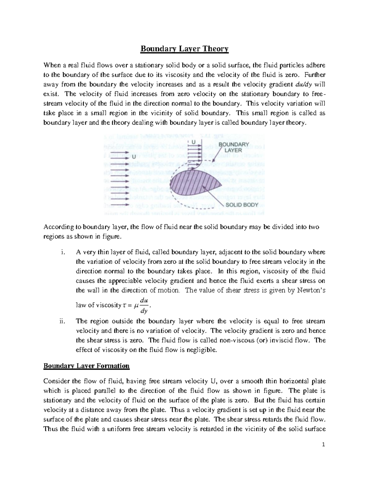 7. Boundary layer theory - Boundary Layer Theory When a real fluid ...
