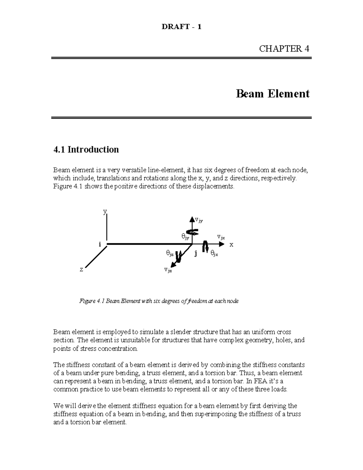 Beam Element (Timoshenko and Euler Bernoulli Beam) - DRAFT - 1 CHAPTER ...
