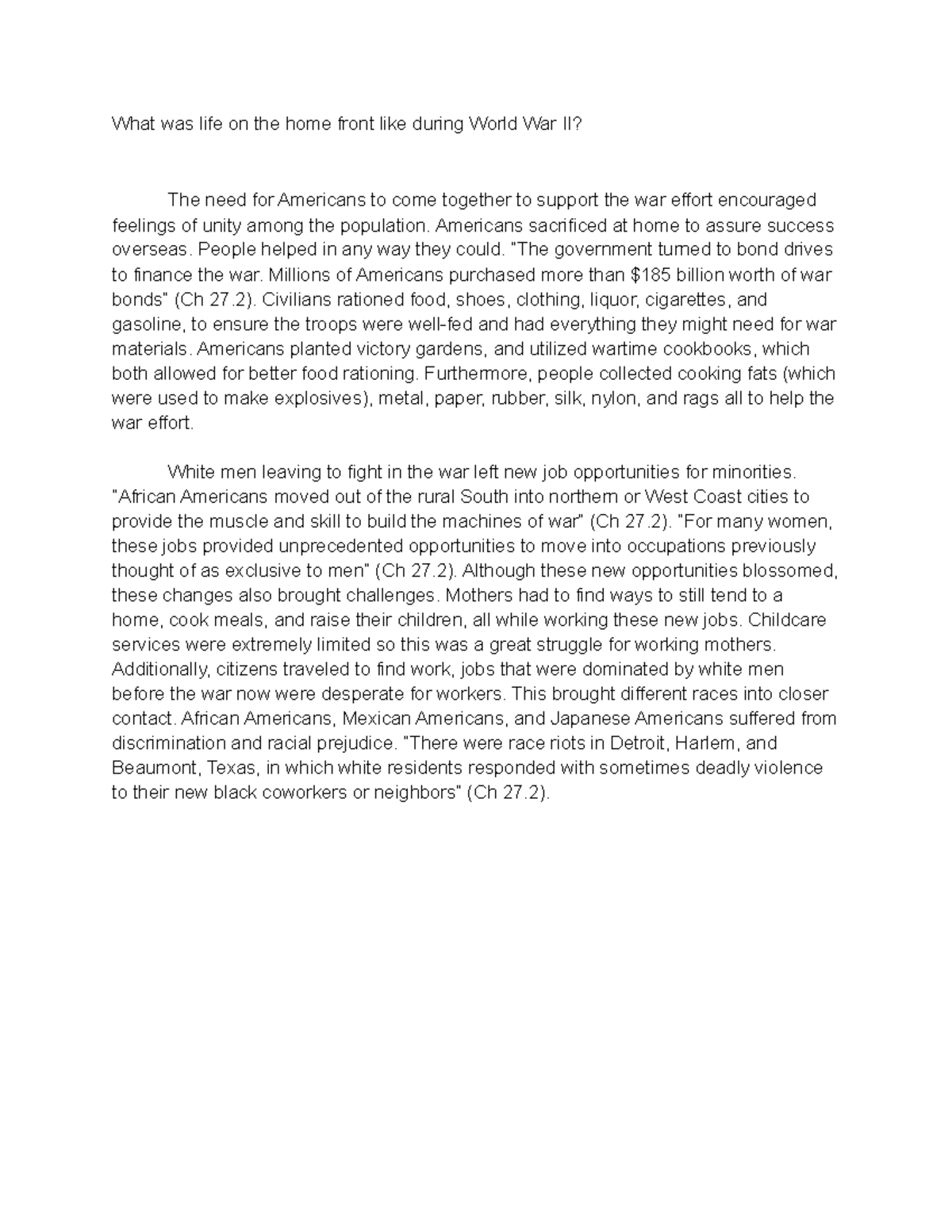 Module 6 Essential Question Ch 27 - What was life on the home front ...