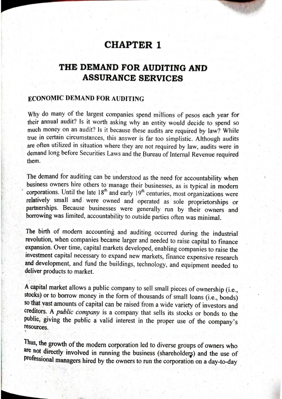 Chapter-1 - Auditing theories chapter 1 - CHAPTER 1 THE DEMAND FOR AUDITING AND ASSURANCE ...