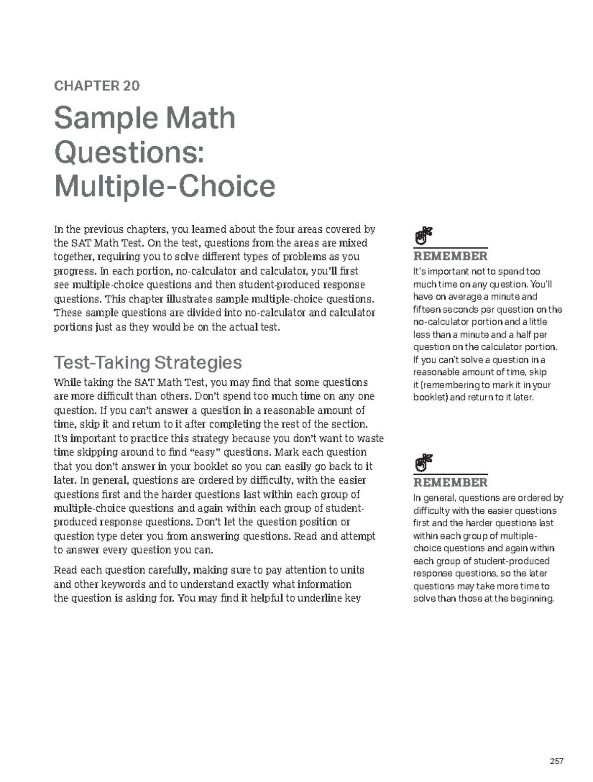 Sample Math Questions - information - CHAPTER 20 Sample Math Questions ...