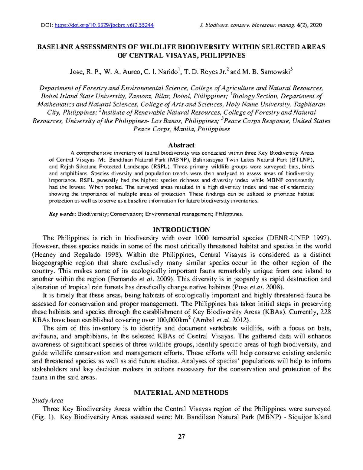 Baseline Assessments OF Wildlife - BASELINE ASSESSMENTS OF WILDLIFE ...