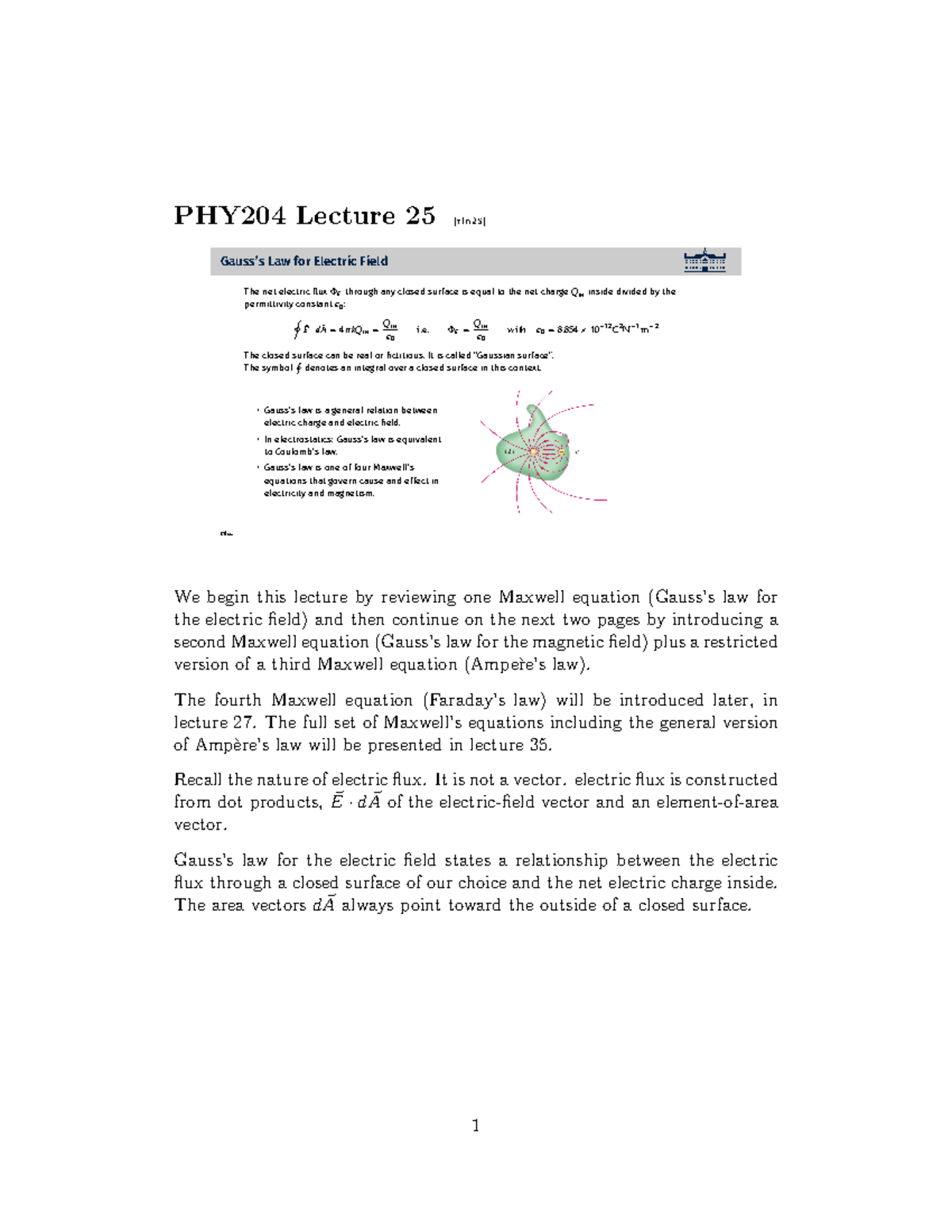 PHY204-lecture 25 - tài liệu hữu ích cho thi IELTS - PHY204 Lecture 25 ...