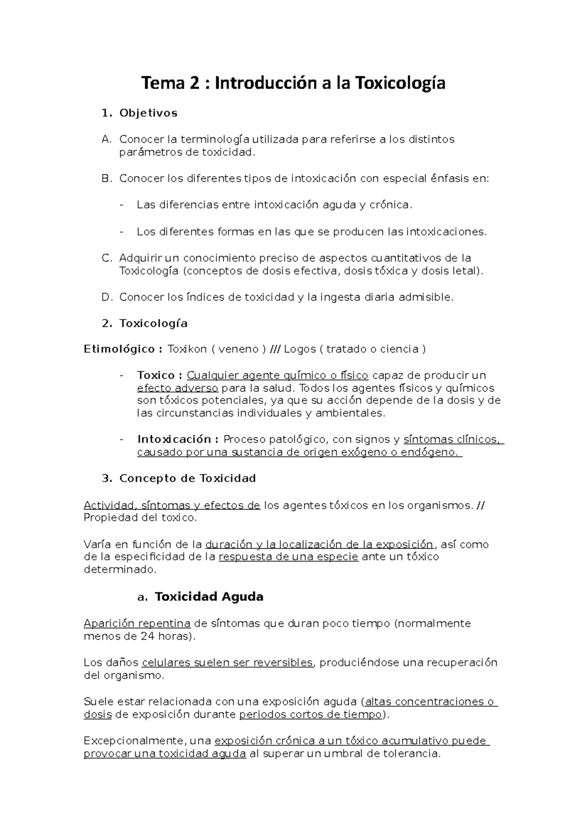 Tema 2 Apuentes De Toxicología Tema 2 Introducción A La