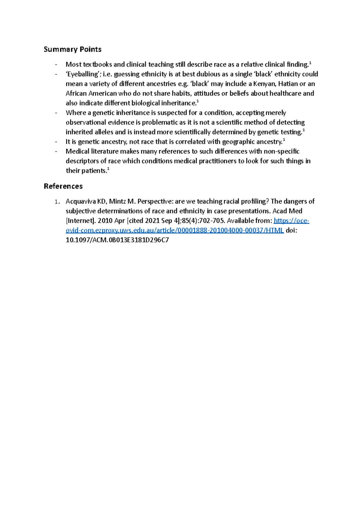 2a. Summary Points on the Wall - Summary Points Most textbooks and ...