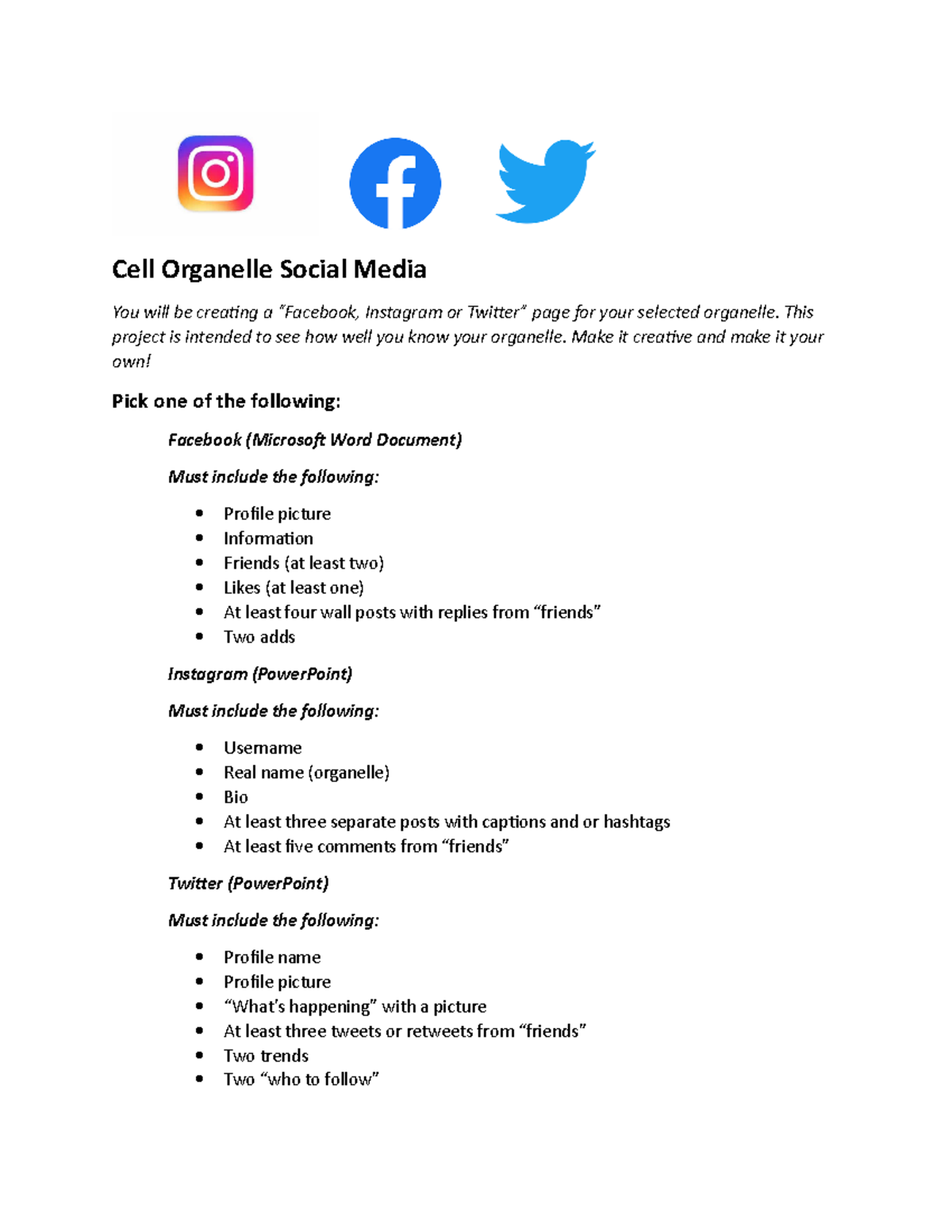 Cell Organelle Social Media Project - Cell Organelle Social Media You ...