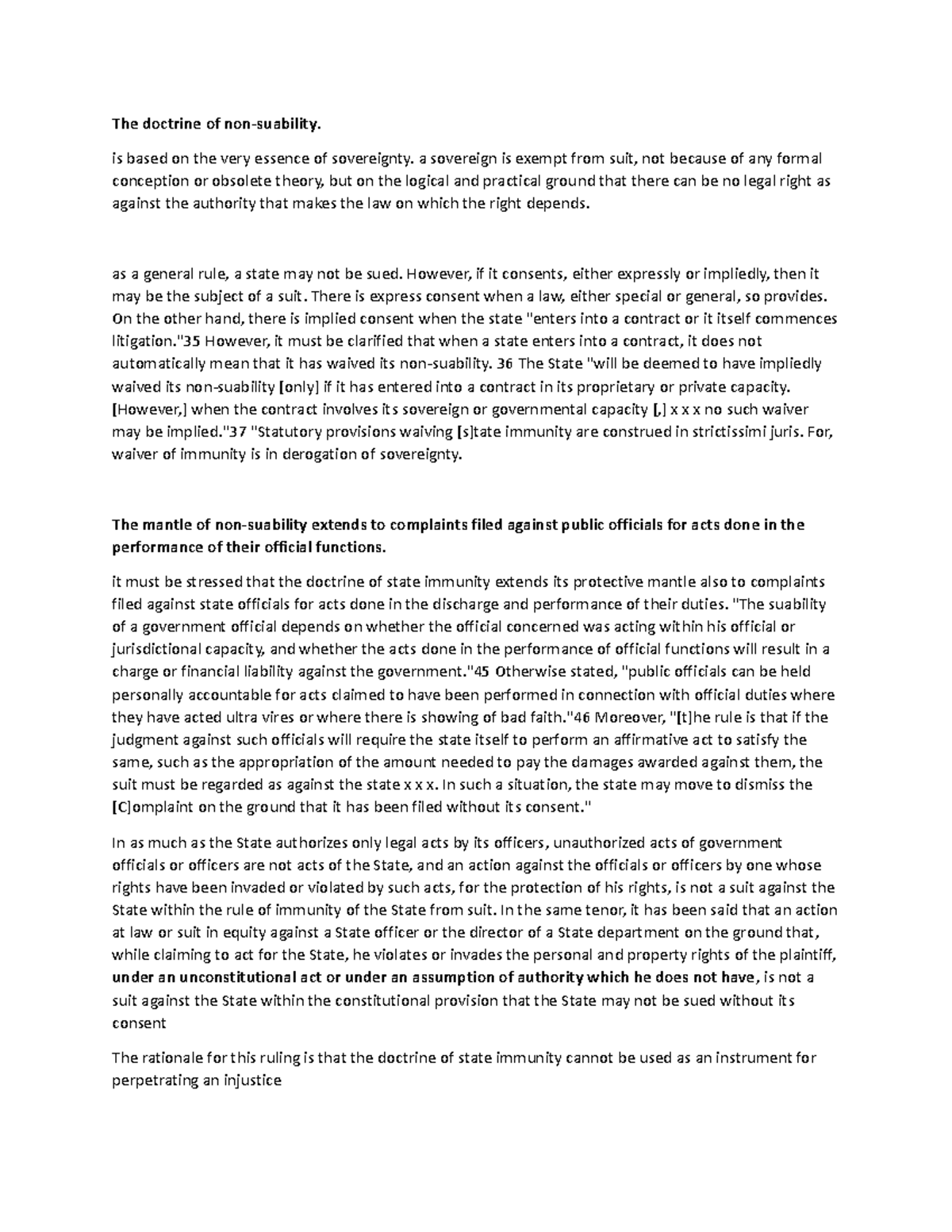 introduction to law - The doctrine of non-suability. is based on the ...