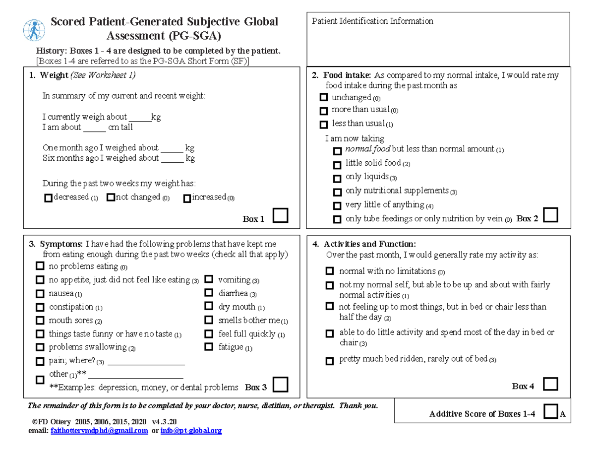 PG SGA Metric version - Scored Patient-Generated Subjective Global ...