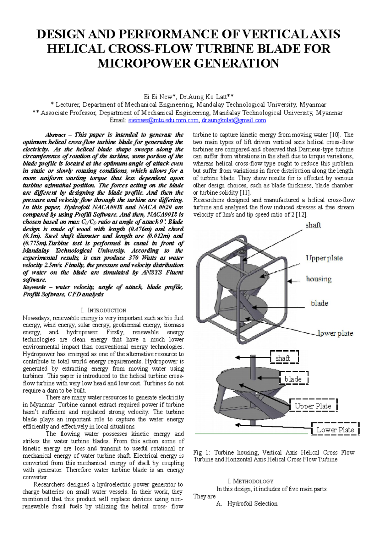Design AND Performance OF Vertical AXIS Helical Cross-FLOW Turbine ...