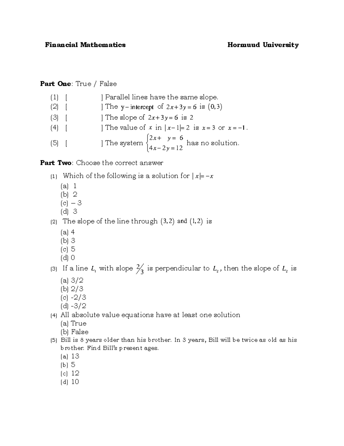 Financial Mathematics - Full-time - Financial Mathematics Hormuud ...