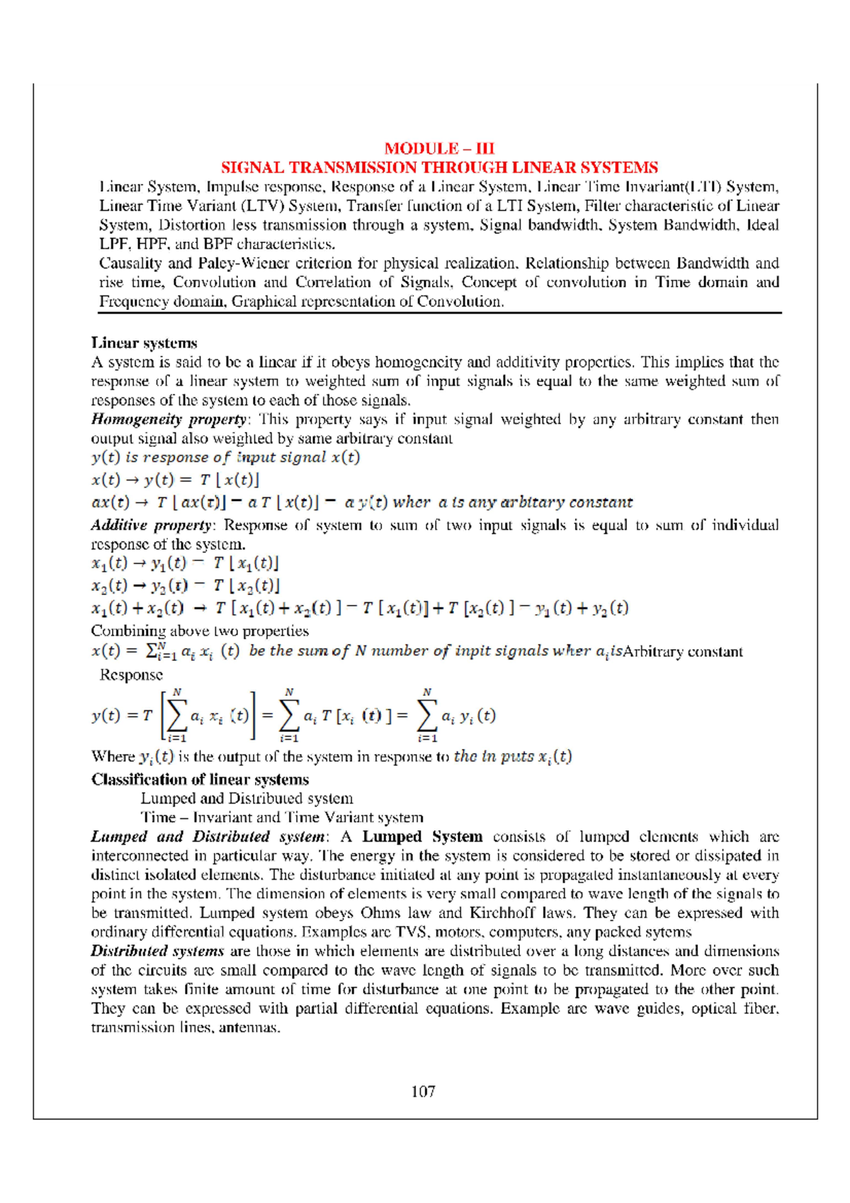 Signal transmission through linear system - Signals And Systems - Studocu