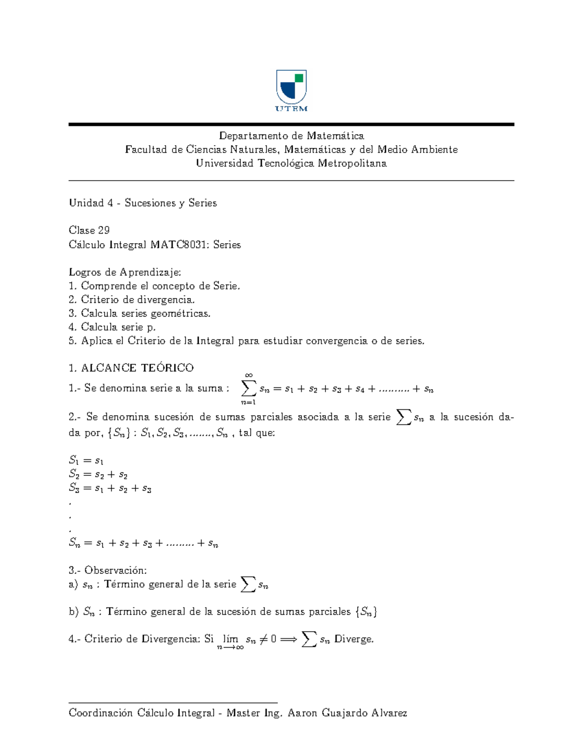 Clase 29 C.Integral - Departamento de Matem ́atica Facultad de Ciencias Naturales, Matem ́aticas ...