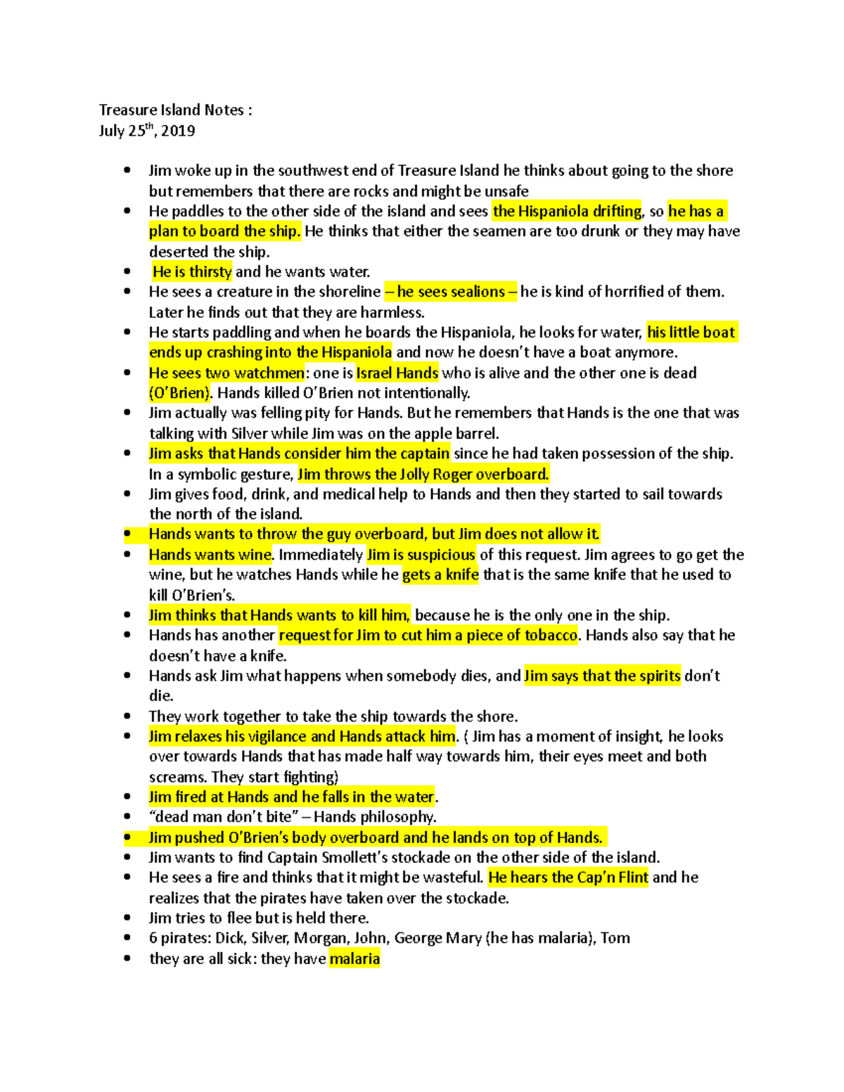 Interpretation of Fiction - Treasure Island Notes - Treasure Island ...