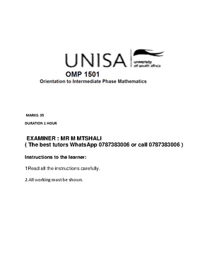 OPM1501 Assessment 2 June 2022 - Name & Surname : Student number ...