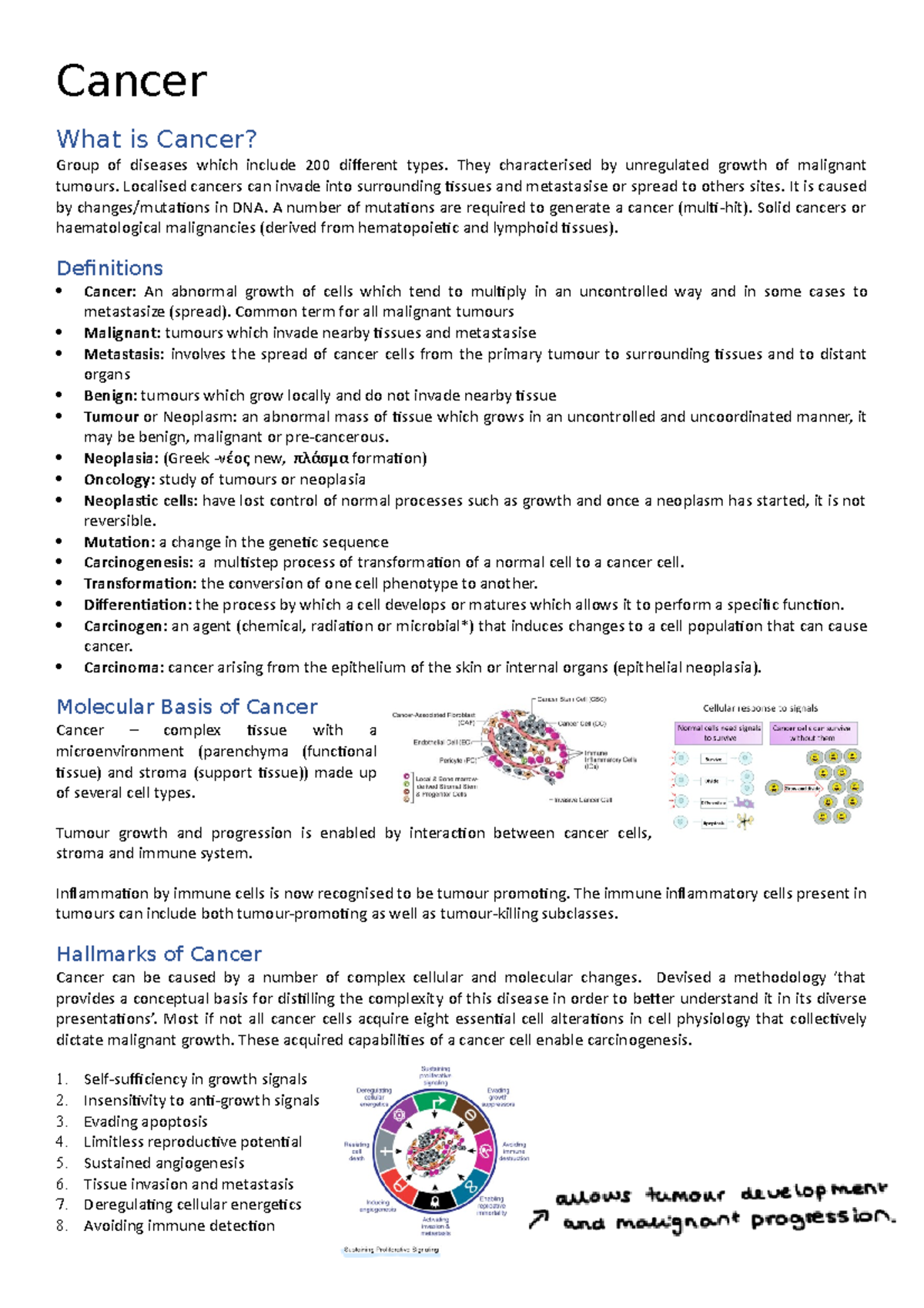Cancer Revision Booklet - Cancer What is Cancer? Group of diseases ...