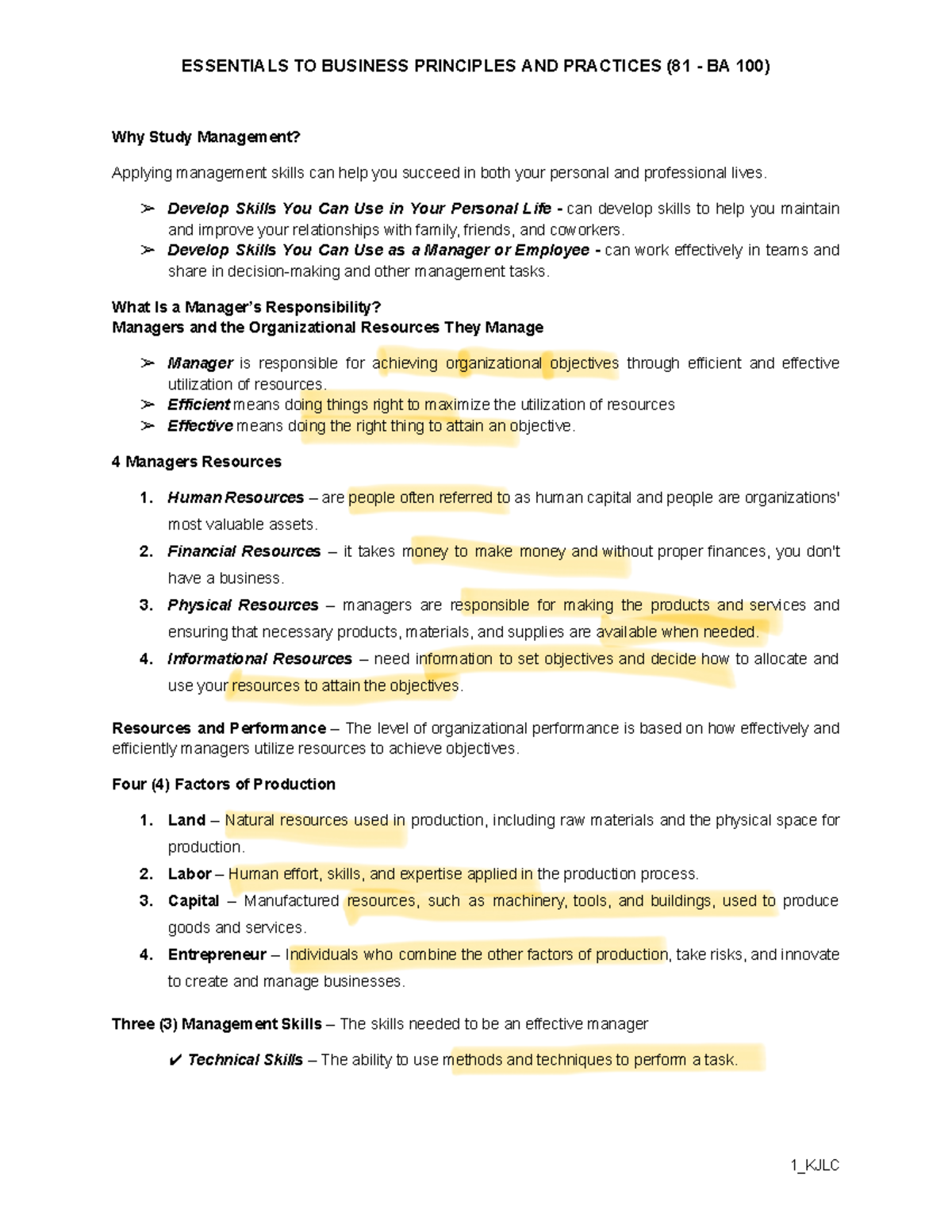 Julie BA 100 Reviewer - none - Why Study Management? Applying ...