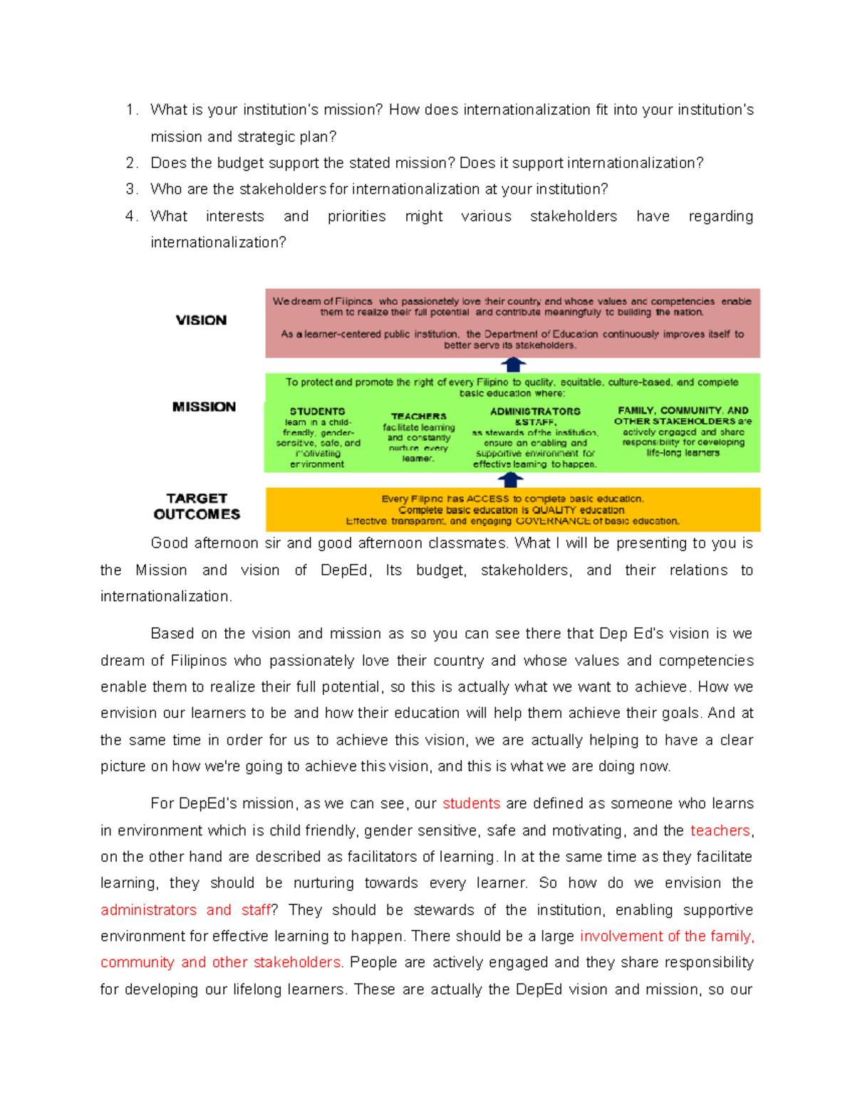 Group 6 Dep Ed Level - What is your institution’s mission? How does ...