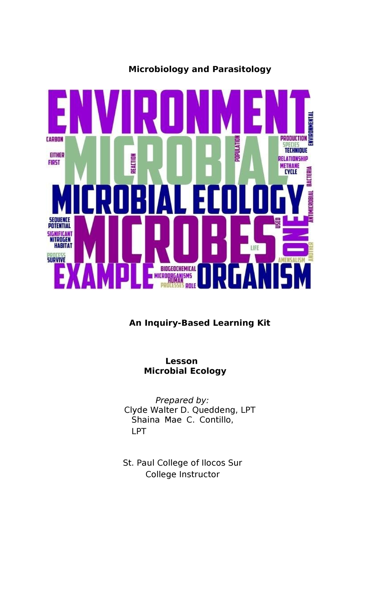 Microbial Ecology Module - Microbiology and Parasitology An Inquiry ...