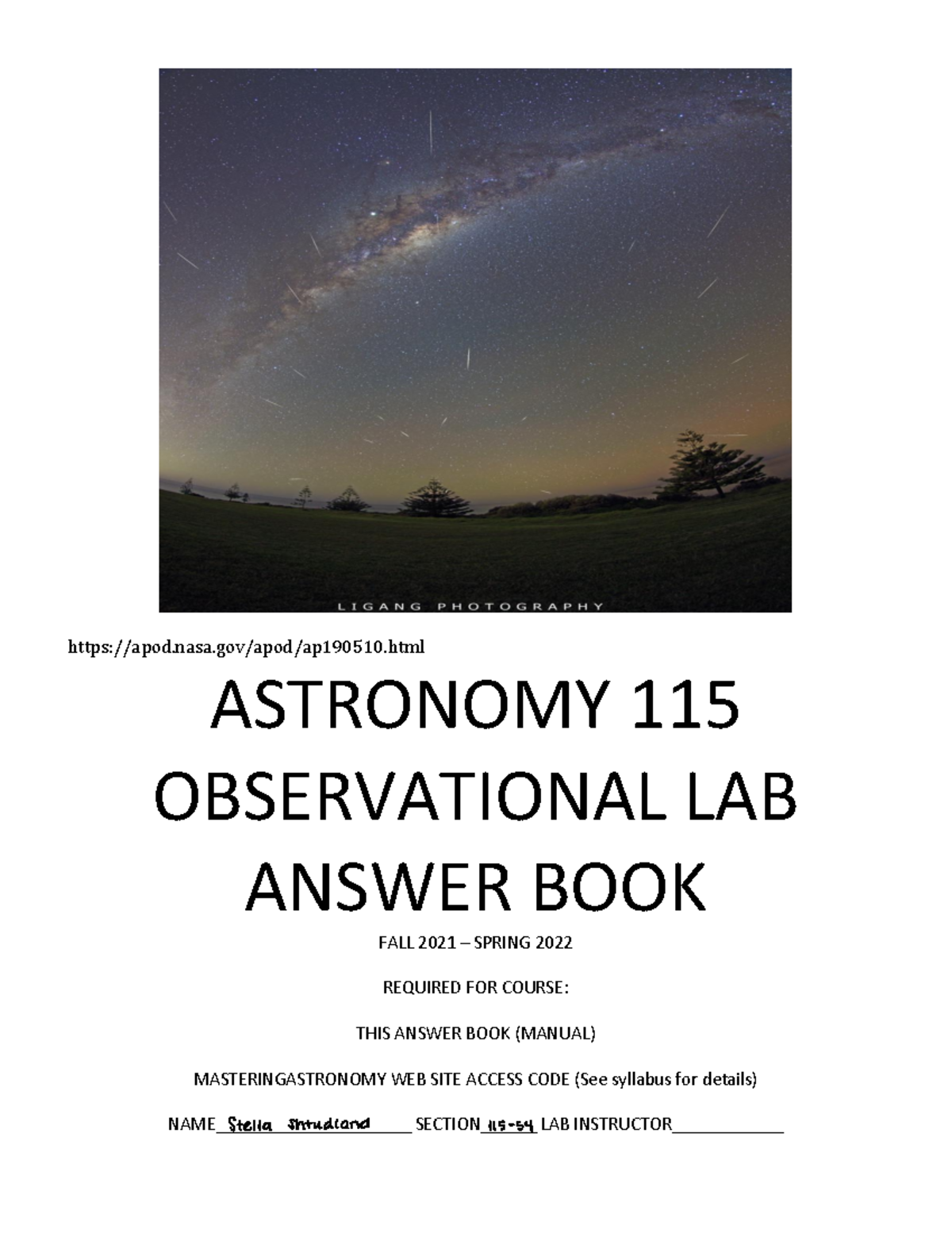 Astronomy 115 Lab Notebook 2021-2022 - apod.nasa/apod/ap190510.html ...