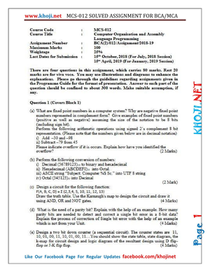 18 JUN - PREVIOUS YEAR QUESTION PAPER - No. of Printed Pages : 4 MCS- 012 I MCA (Revised) / BCA ...
