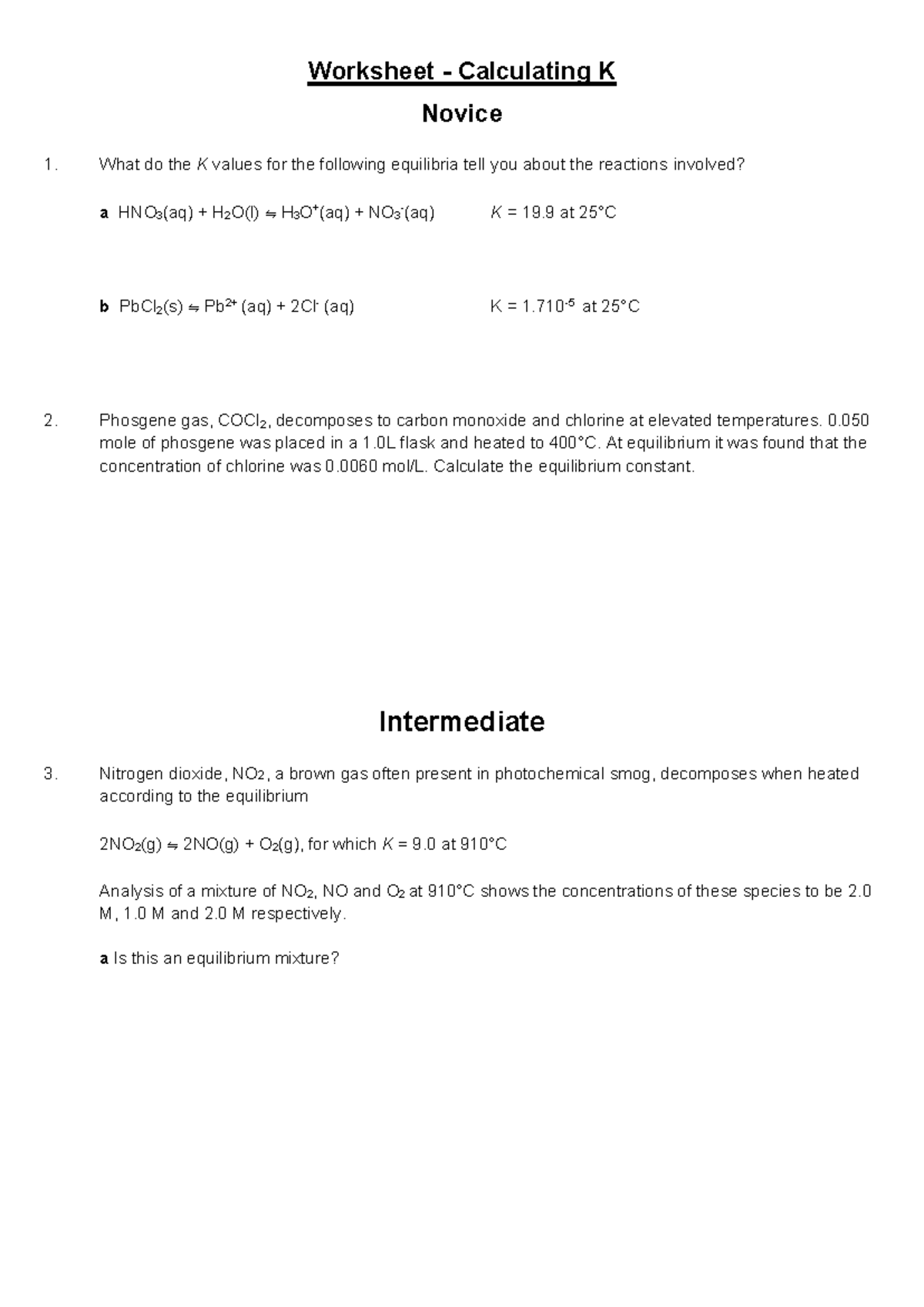 Module 5 Worksheet Calculating K 2021 - Worksheet - Calculating K ...