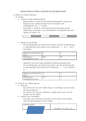 Omtrek en oppervlakte van vlakke figuren - a) Formules van de omtrek ...
