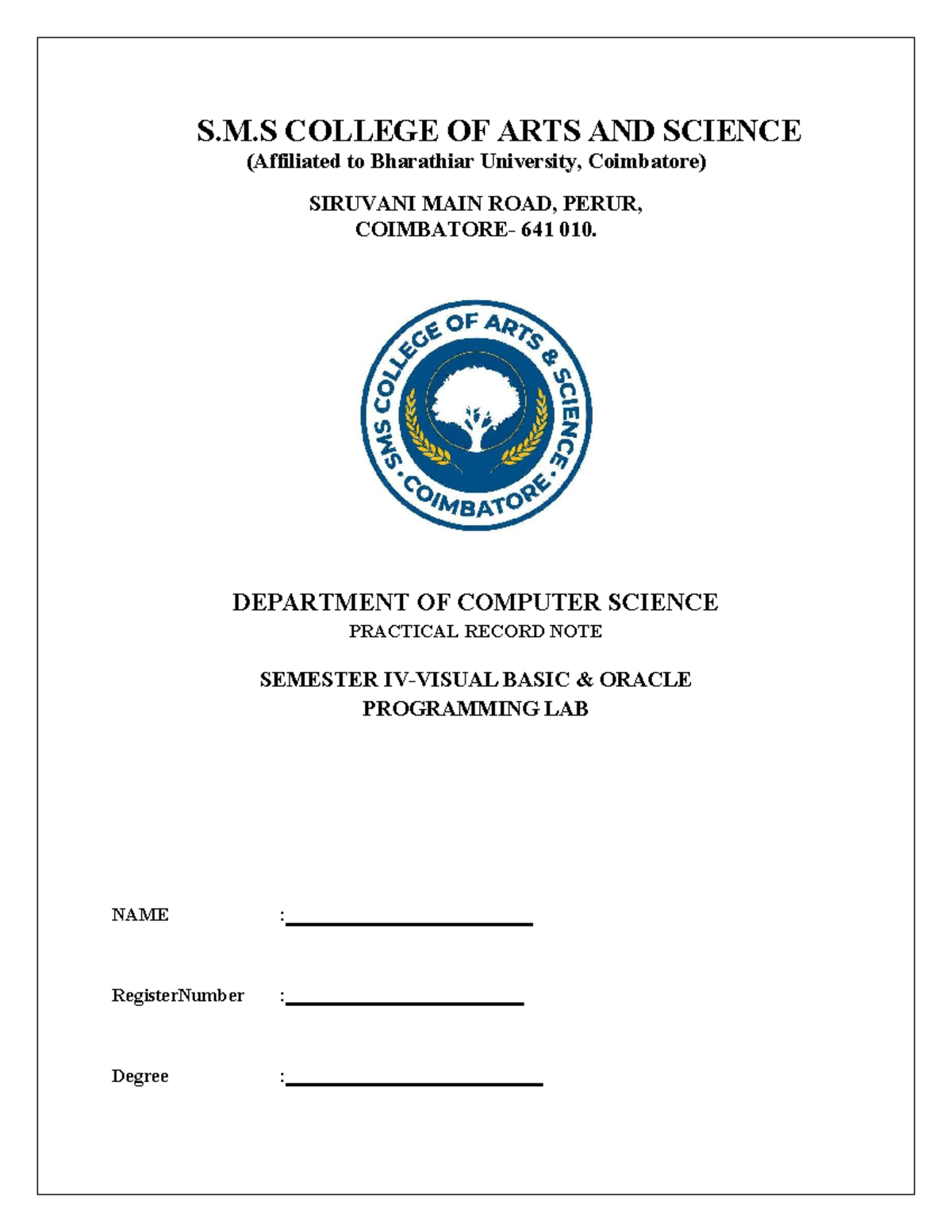 XML LAB Record - yes - S.M COLLEGE OF ARTS AND SCIENCE (Affiliated to ...