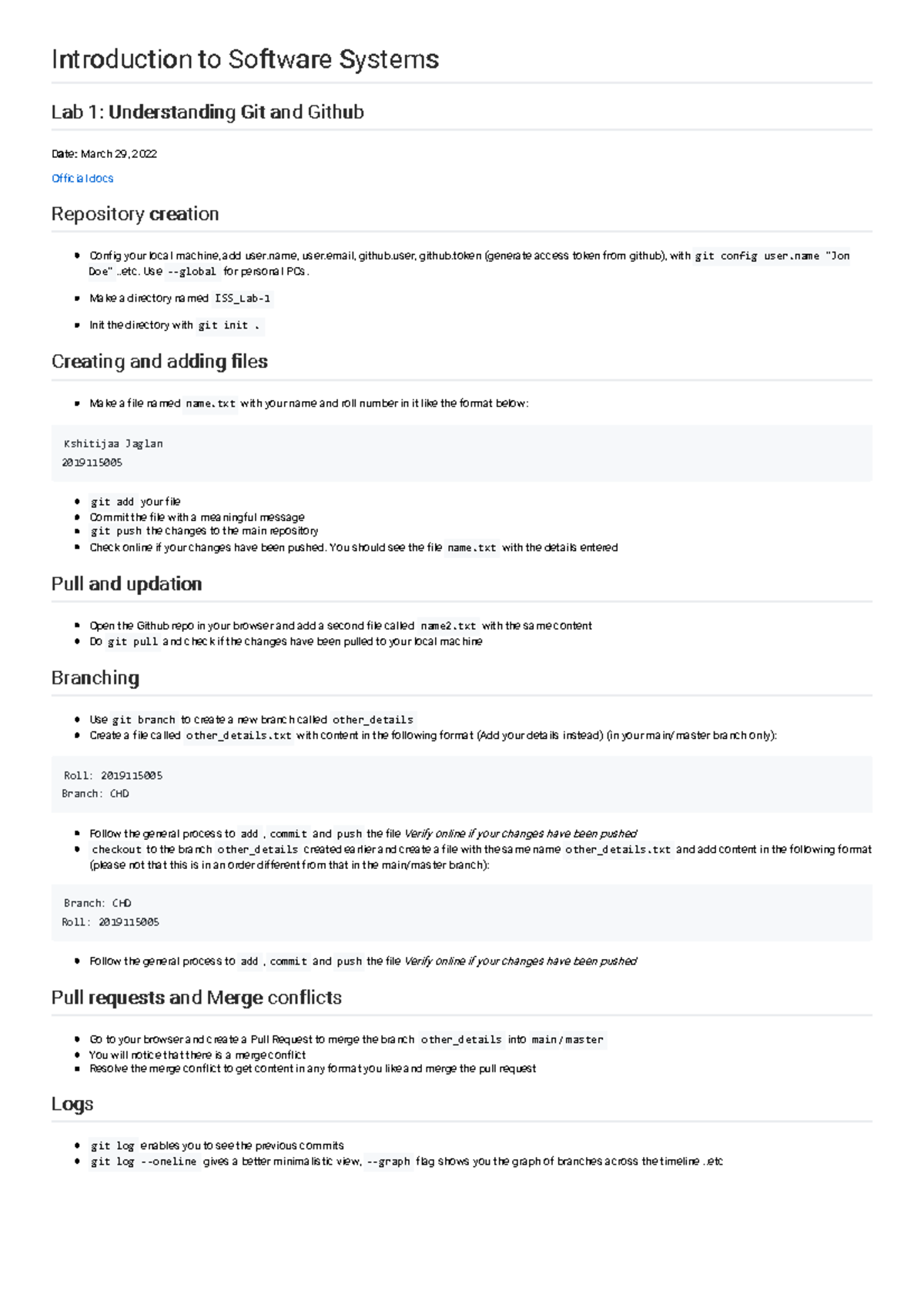 Tuesday Lab Activity - ....... - Introduction to Software ...