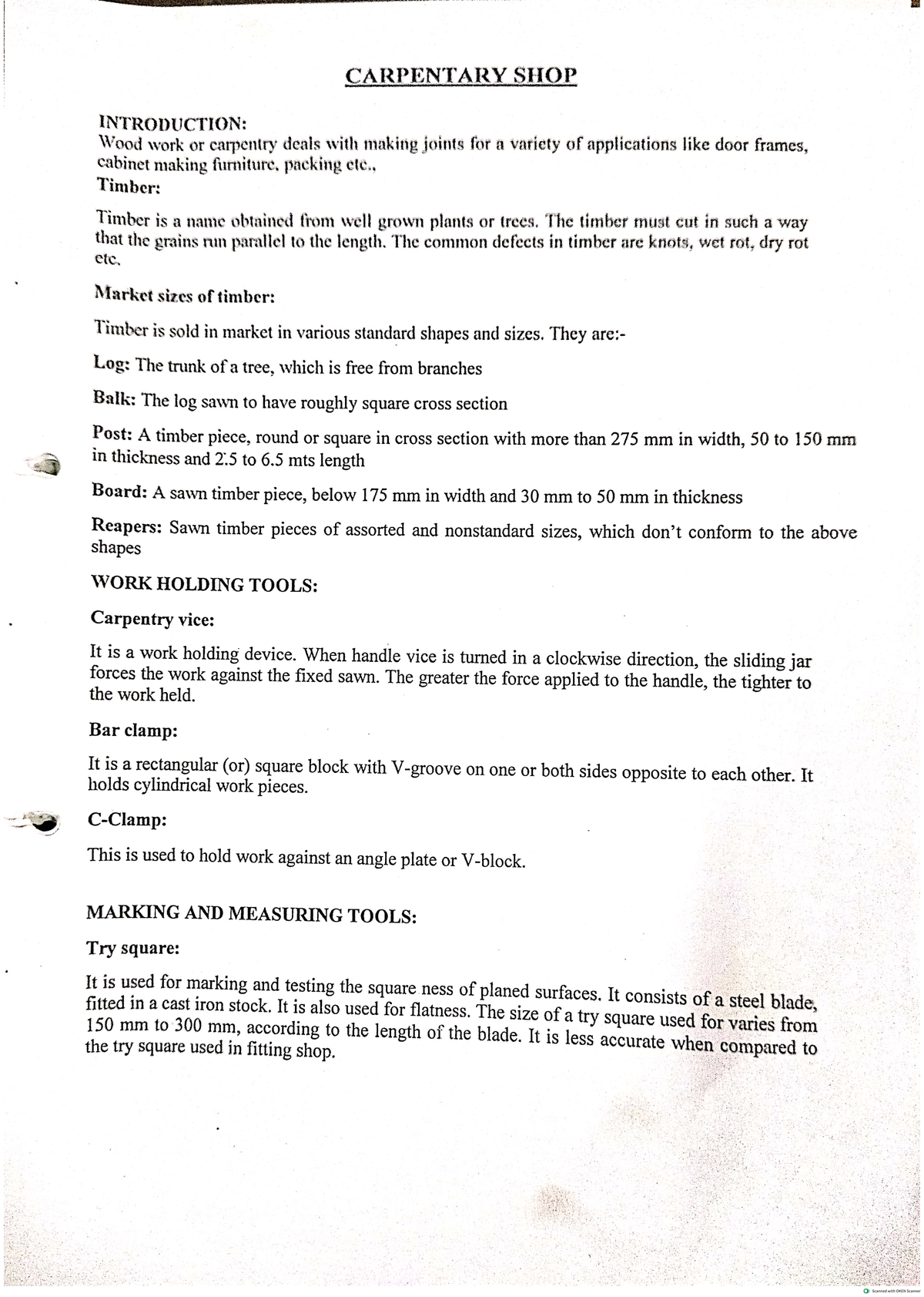 New Doc mwp - m n n - CARPENTARY SHOP INTRODUCTION: Wood work or ...