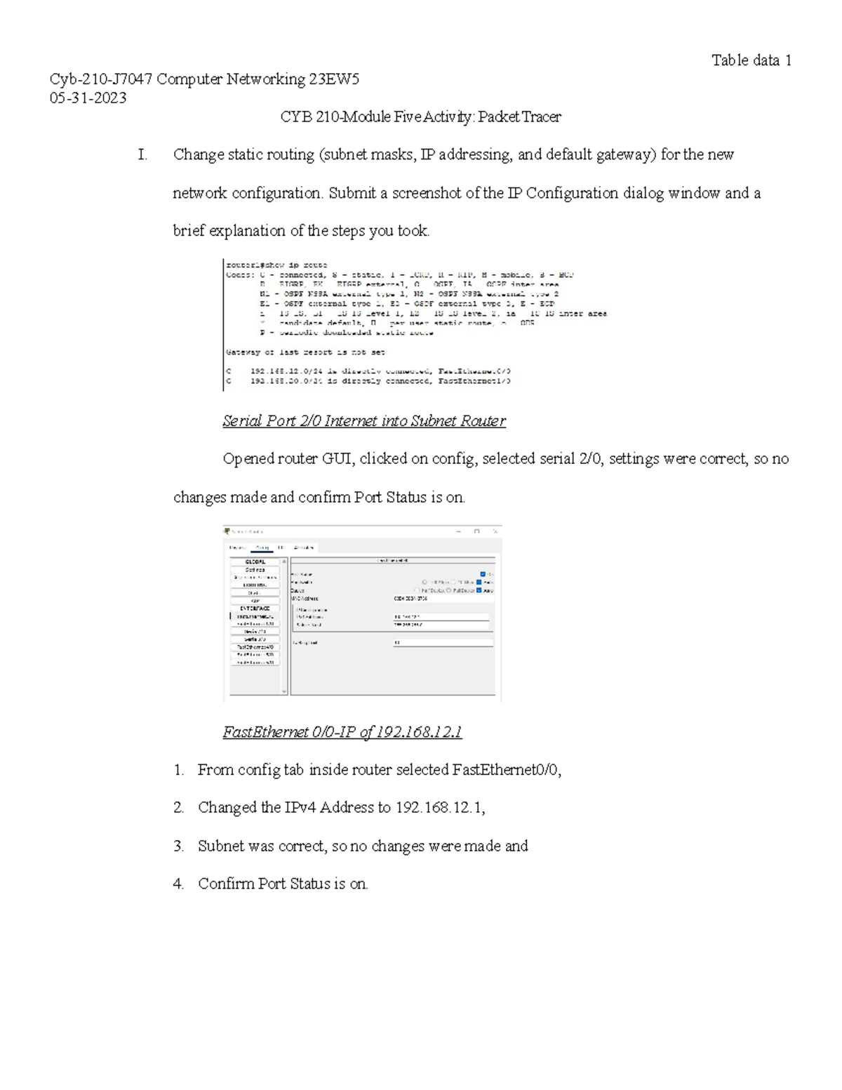 Cyb 210 Module 5 Packet Tracer Essay Cyb 210 J7047 Computer Networking 23ew 05 31 Cyb 210