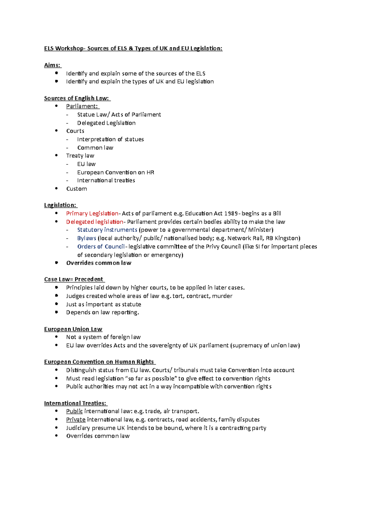Sources of ELS - revision - ELS Workshop- Sources of ELS & Types of UK ...