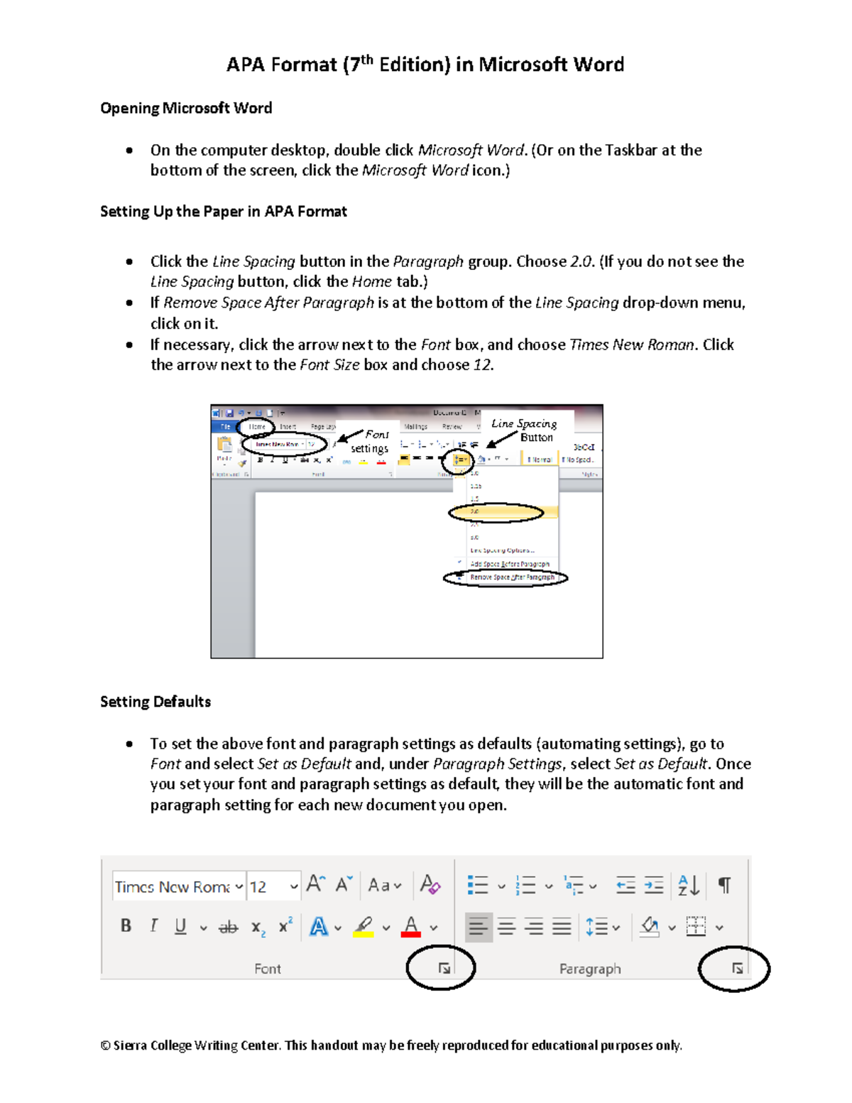 APA-formatting-msword - © Sierra College Writing Center. This handout ...